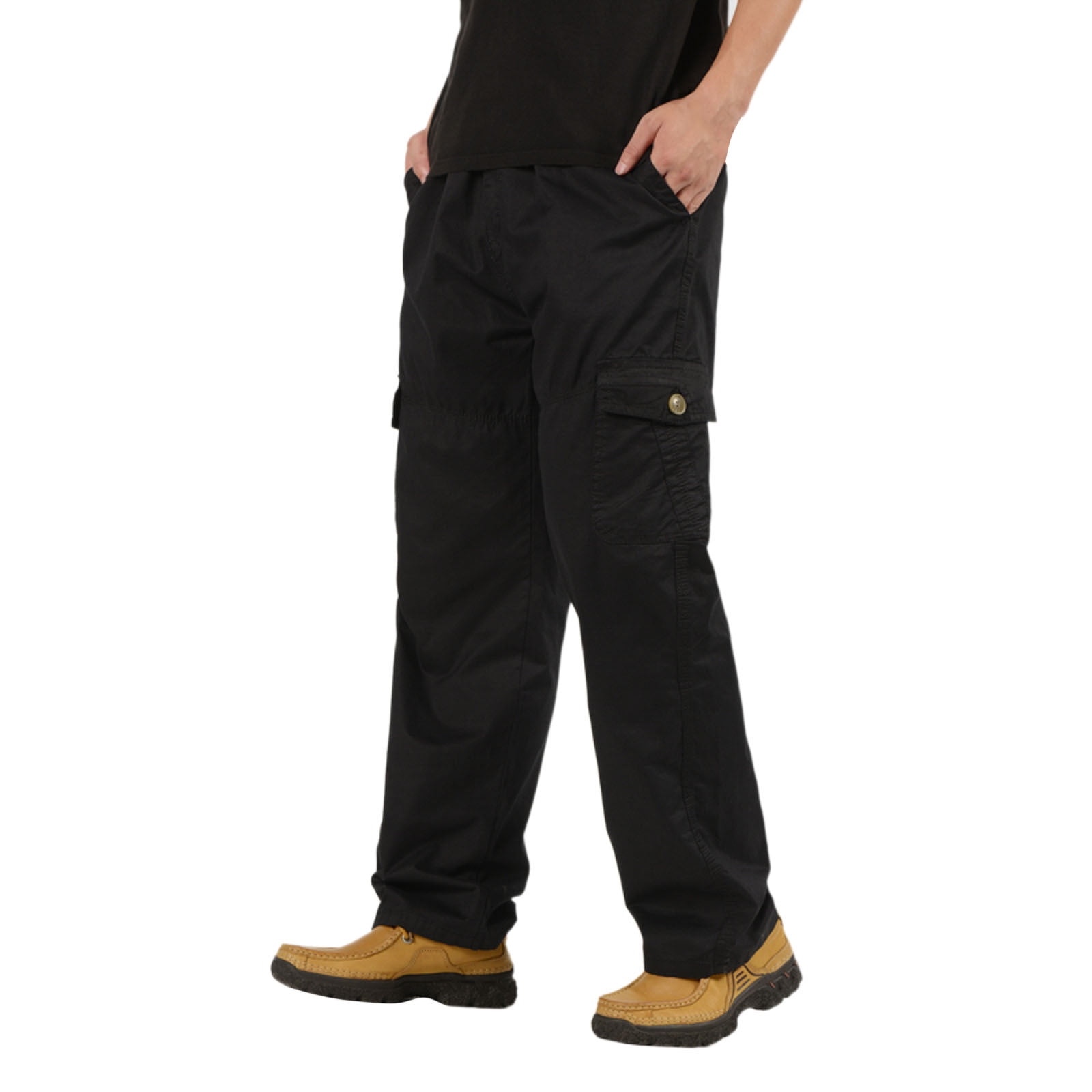 Ydojg Cargo Pants Men Fashion Casual Loose Cotton Plus Size Pocket Lace