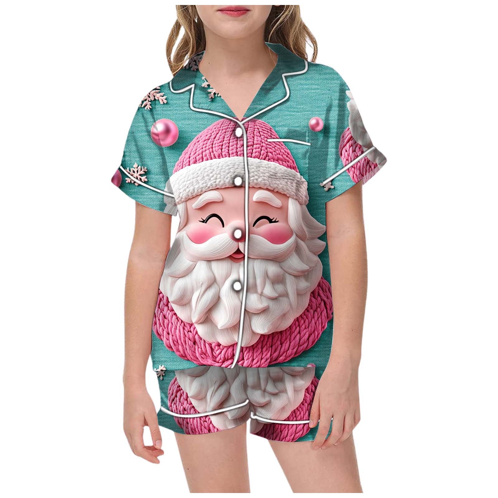 Mrzhqd Christmas Print Pajamas For Girls Children Short Sleeve Santa ...