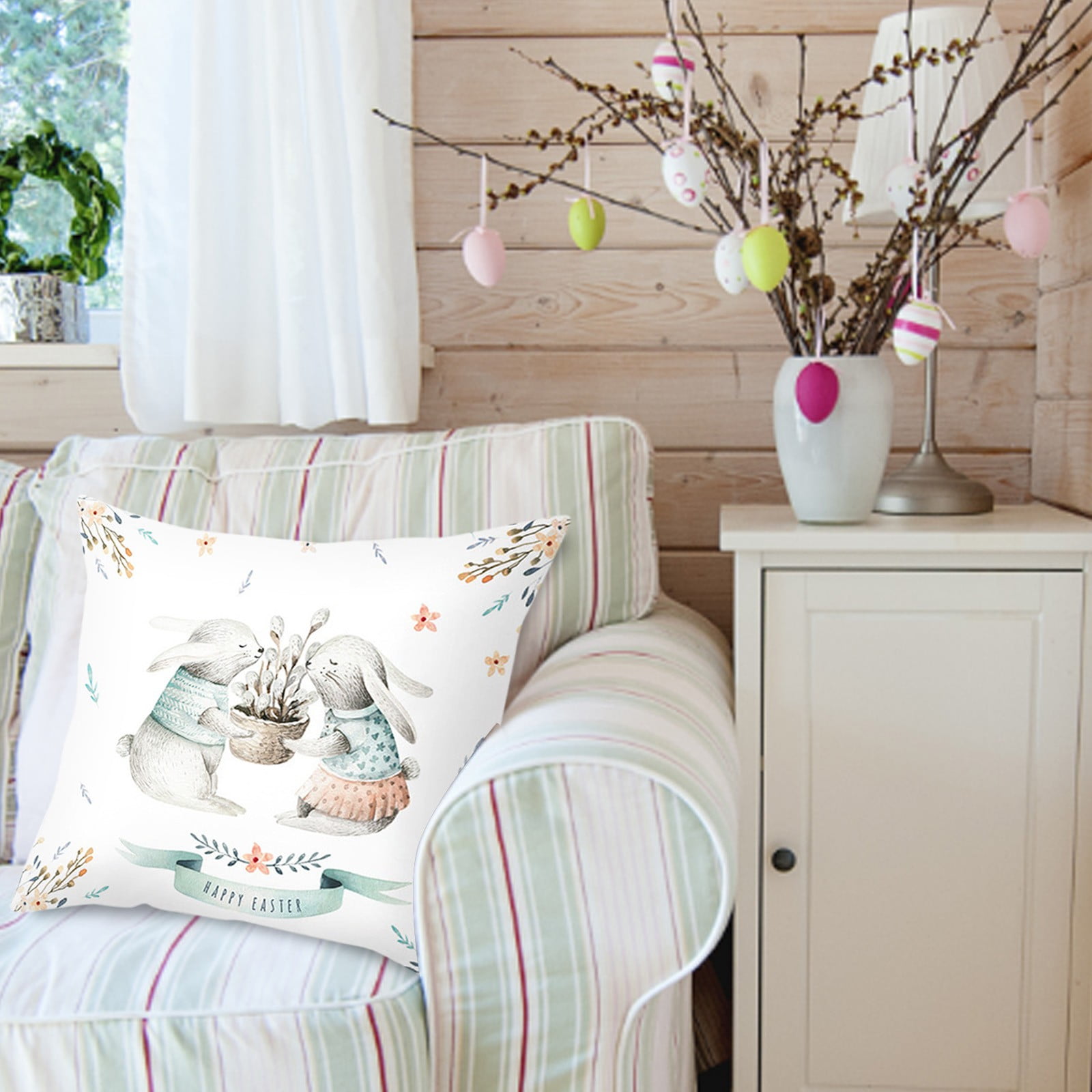 Ydojg Cute Bunny Cushion Cover For Easter Decoration Pillow Cover ...