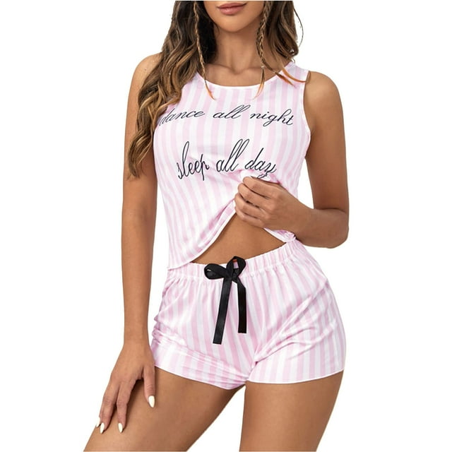 Ydojg Cute Pajamas Set For Women Sleepwear New Printed Tank Top Shorts ...