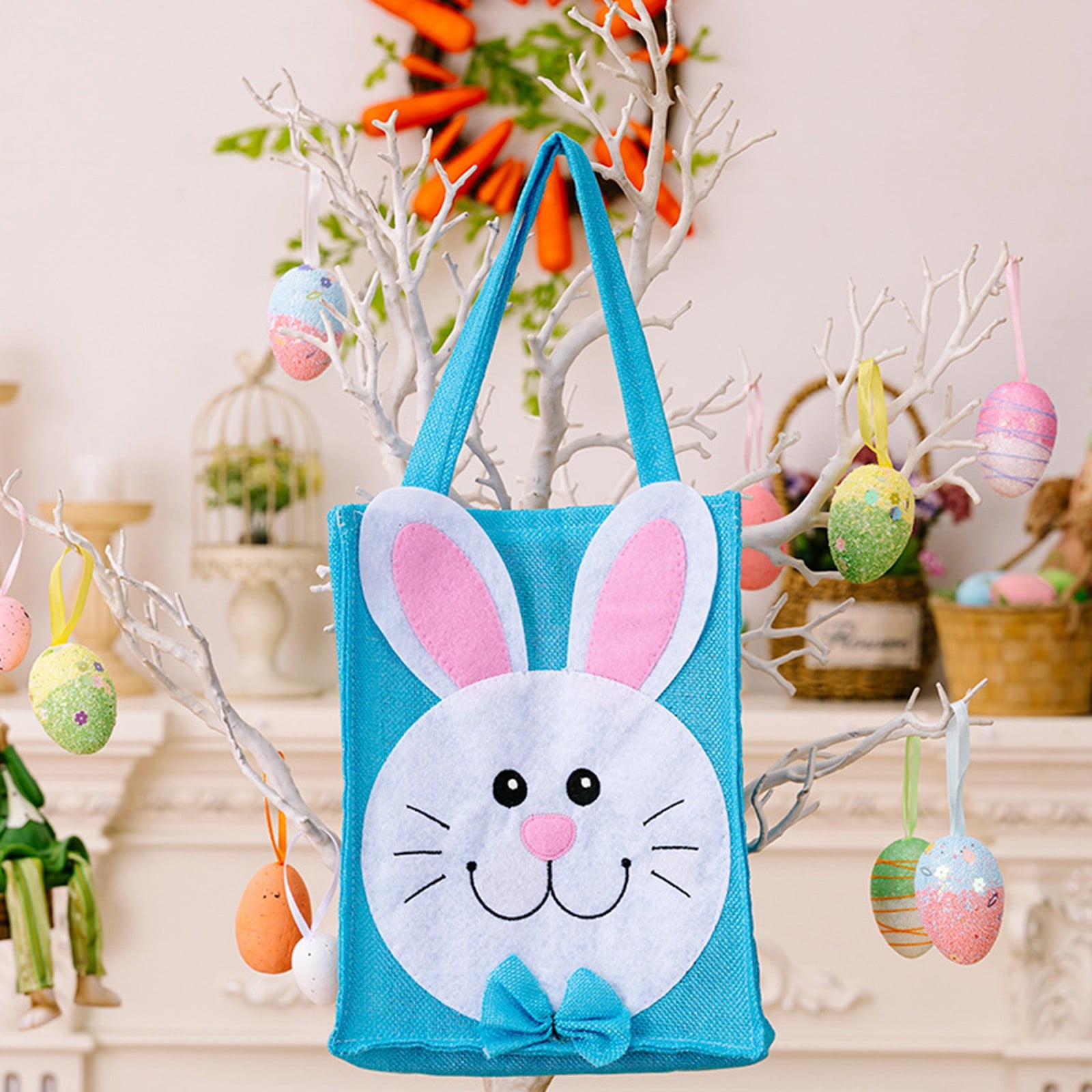 Ydojg Easter Decorations Easter Cartoon Bunny Tote Bag Easter Tote Bags ...