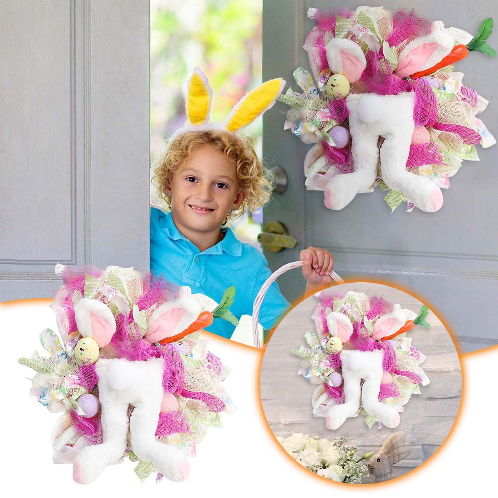 Ydojg Easter Wreath With Rabbit Ears Easter Bunny Wreath Spring Wreath ...