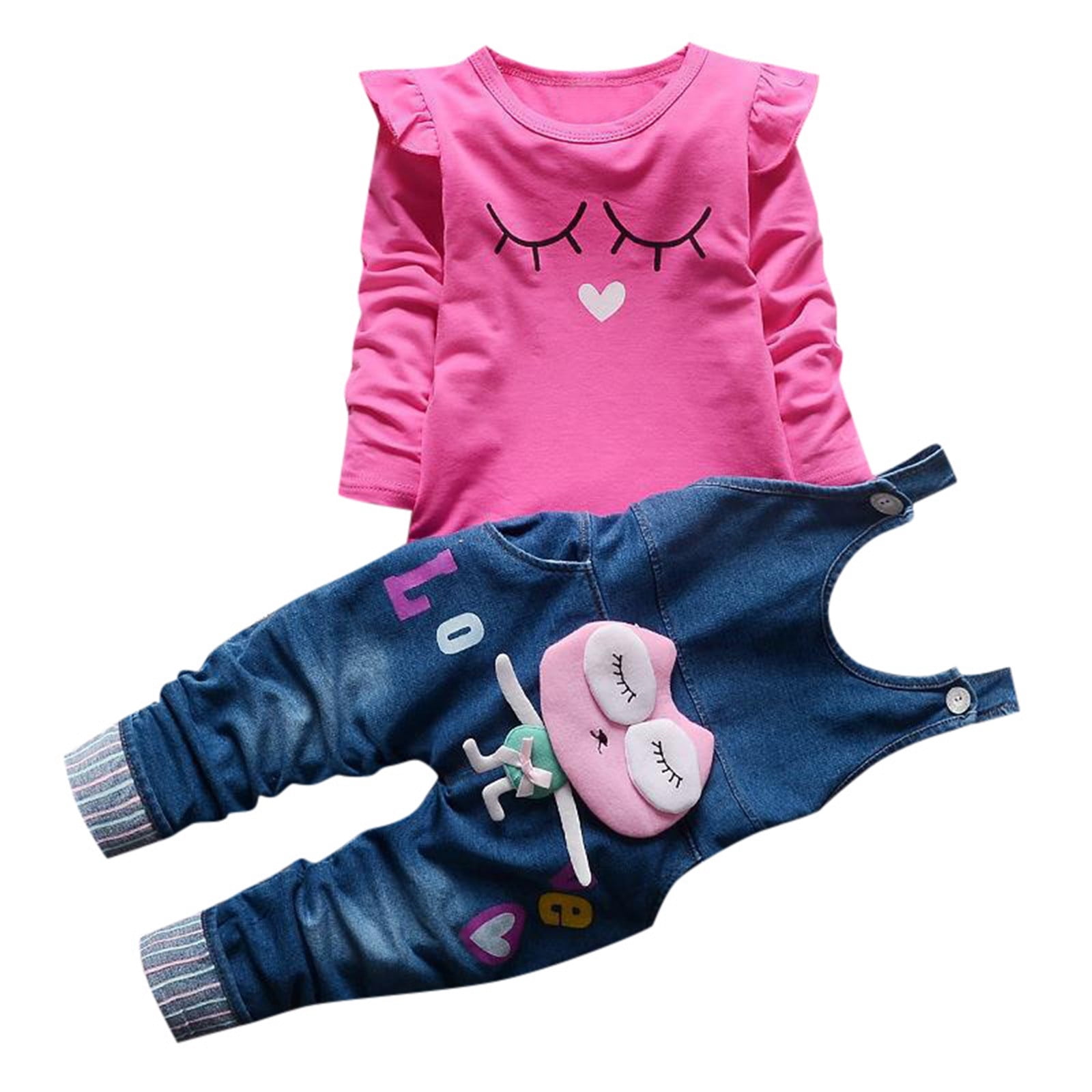 Ydojg Fashion Outfit Set For Toddler Baby Girls Shirt Pant Set Overalls ...