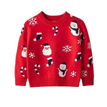 HILEELANG Toddler Boy Girl Christmas Sweater Knite Pullover Xmas Red ...