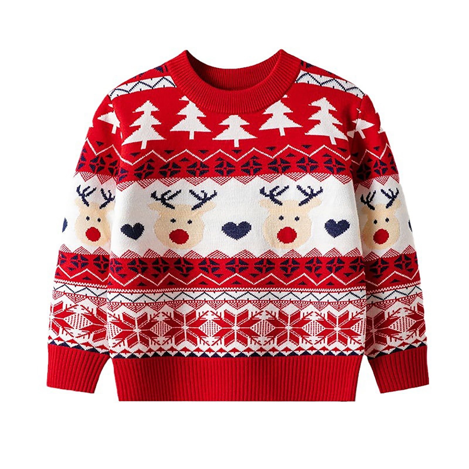 Bysome Girls Christmas Sweater Crew Neck Long Sleeve Sweater Christmas ...