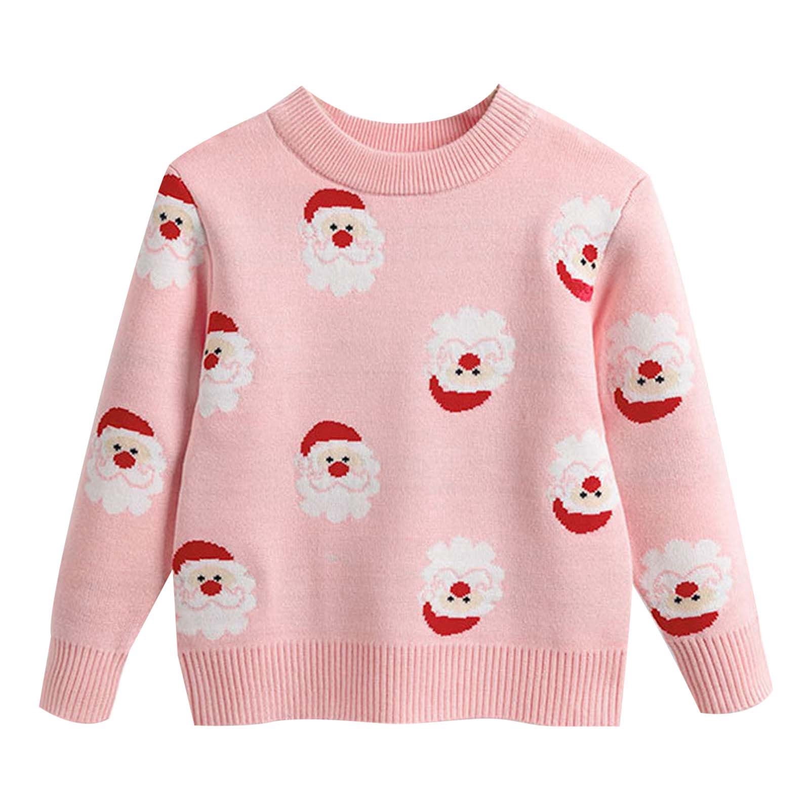 Ydojg Girls Toddler Christmas Sweater Christmas Santa Claus Print ...