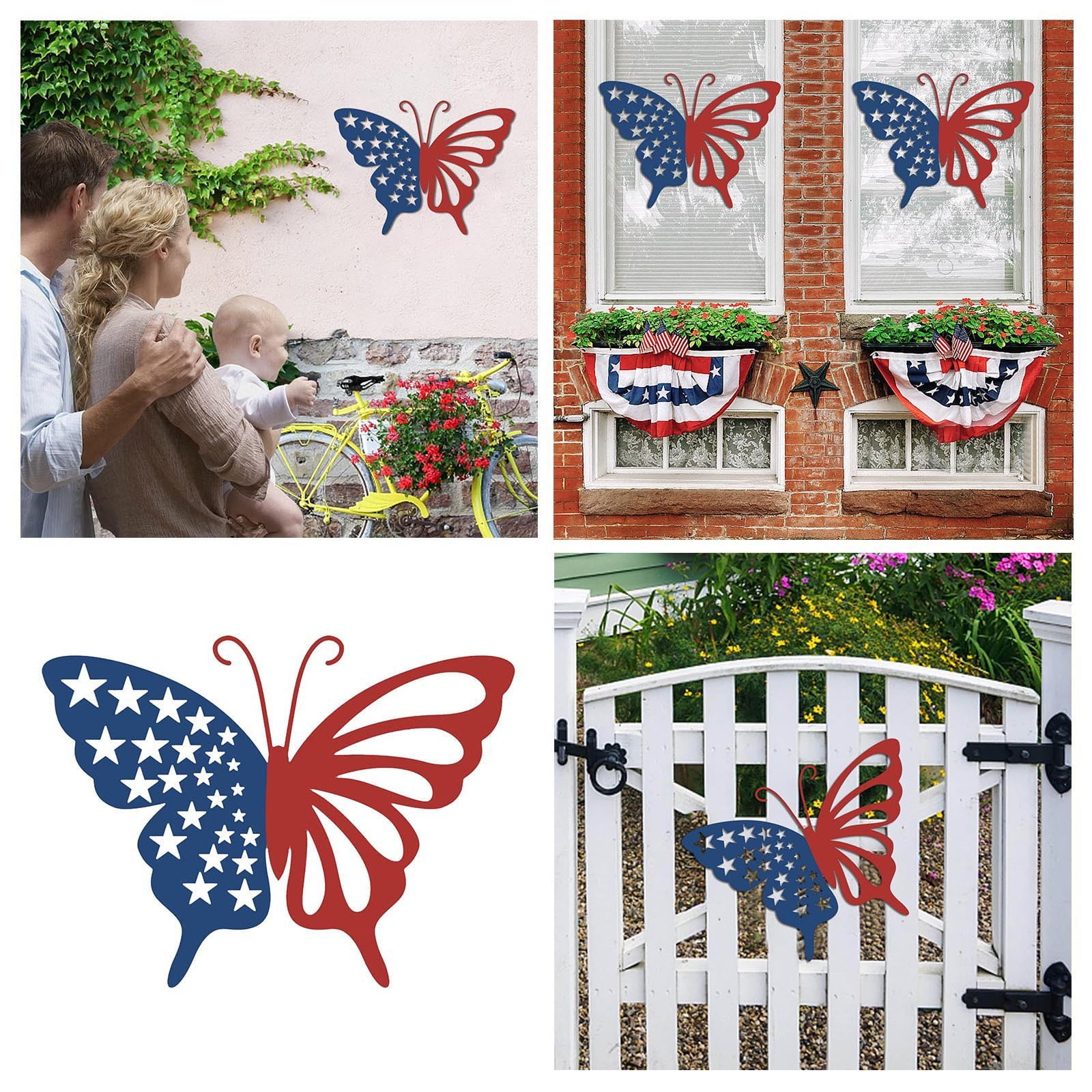Ydojg July Of 4 Independence Day Patriotic Metal Butterfly Wall Art ...
