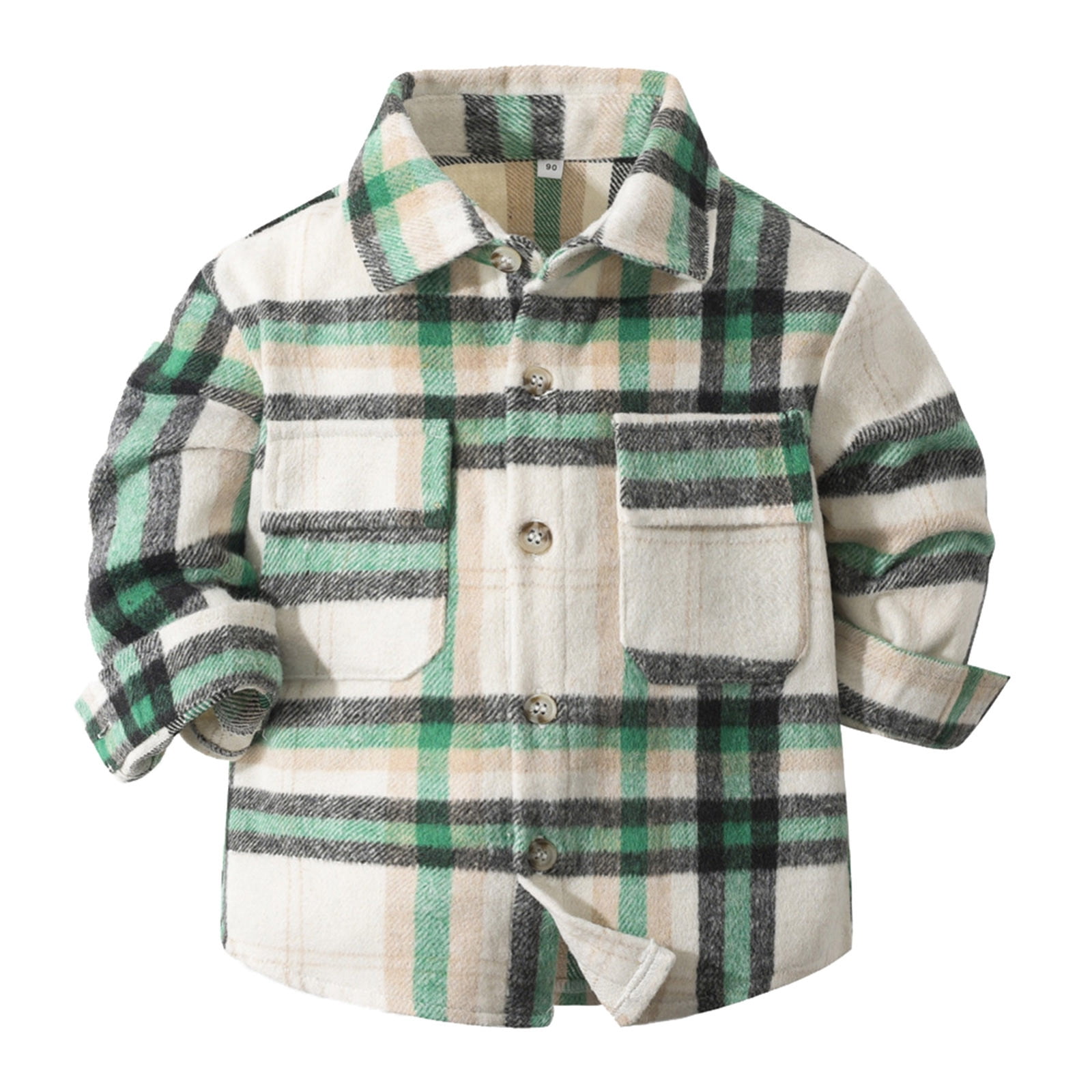 Ydojg Kids Boys Girls Casual Tops Kids Toddler Flannel Jacket Plaid ...
