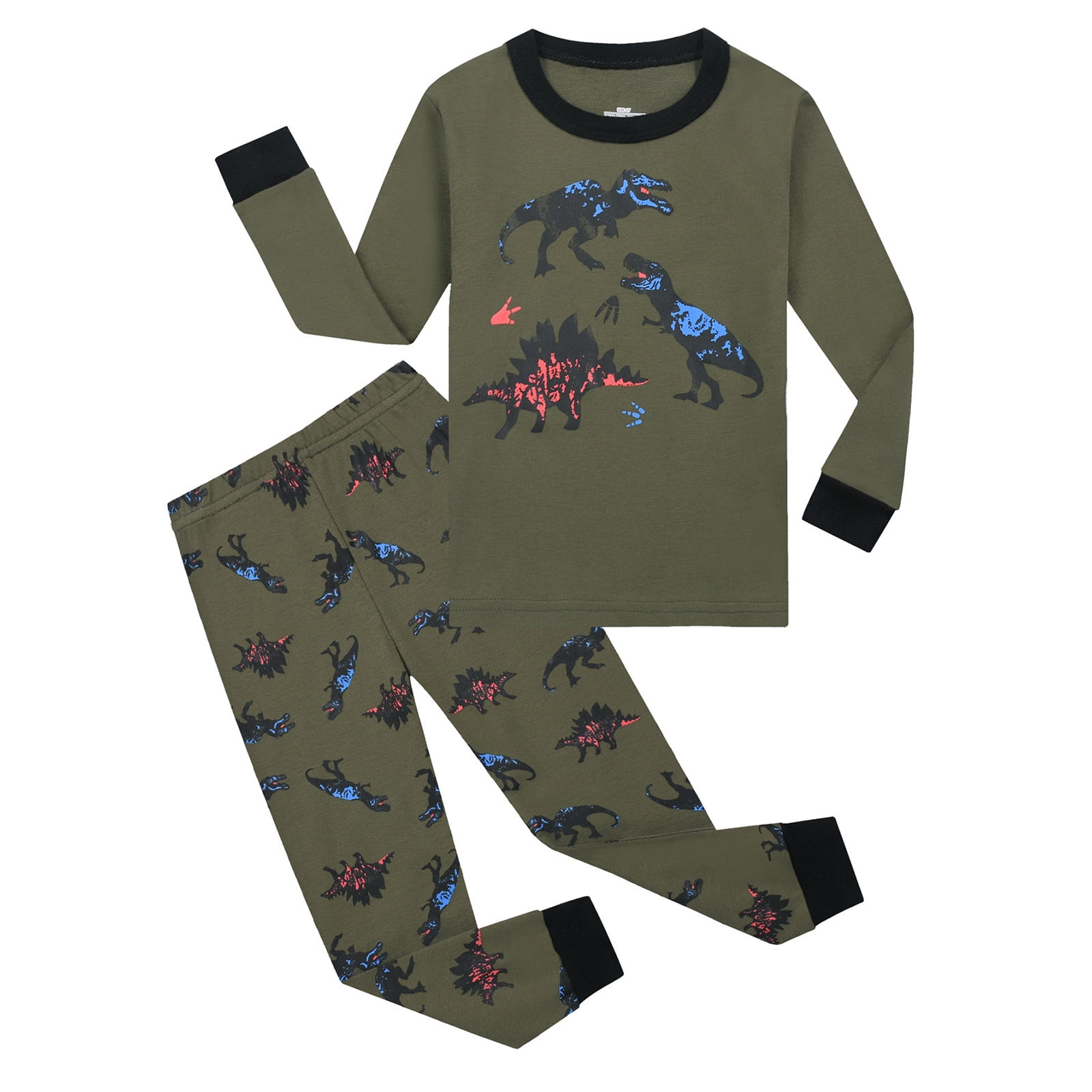 Ydojg Little Boys Pajama Sets Long Sleeve Boys Pajamas Dinosaur Print ...