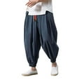 Ydojg Mens Pants Casual Fashion Loose Wide Pants Elasticated Pants Leg