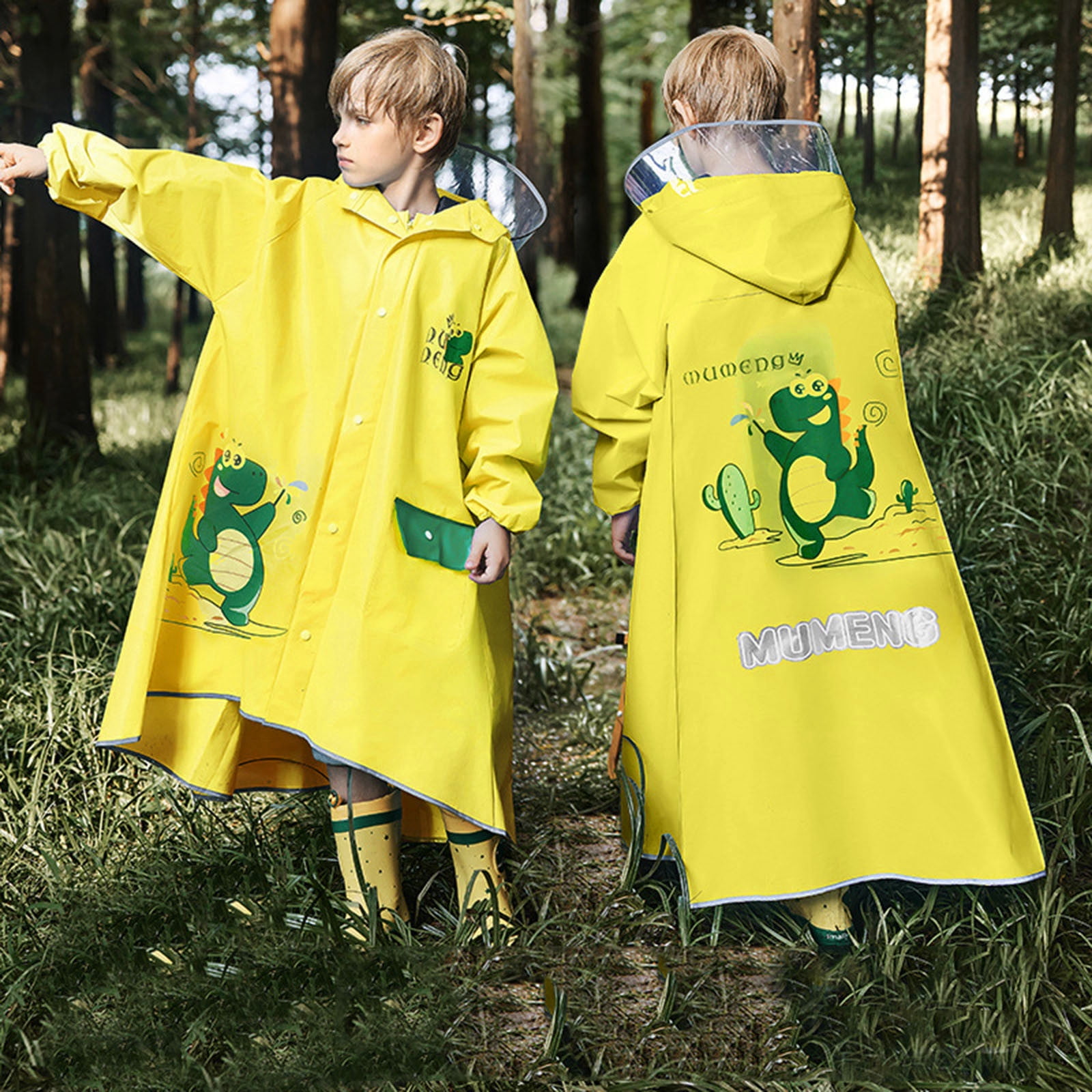 Ydojg Raincoat For Girls Boys Children Raincoat Boy Girl Cartoon Dinosaur Eva Transparent Poncho ...