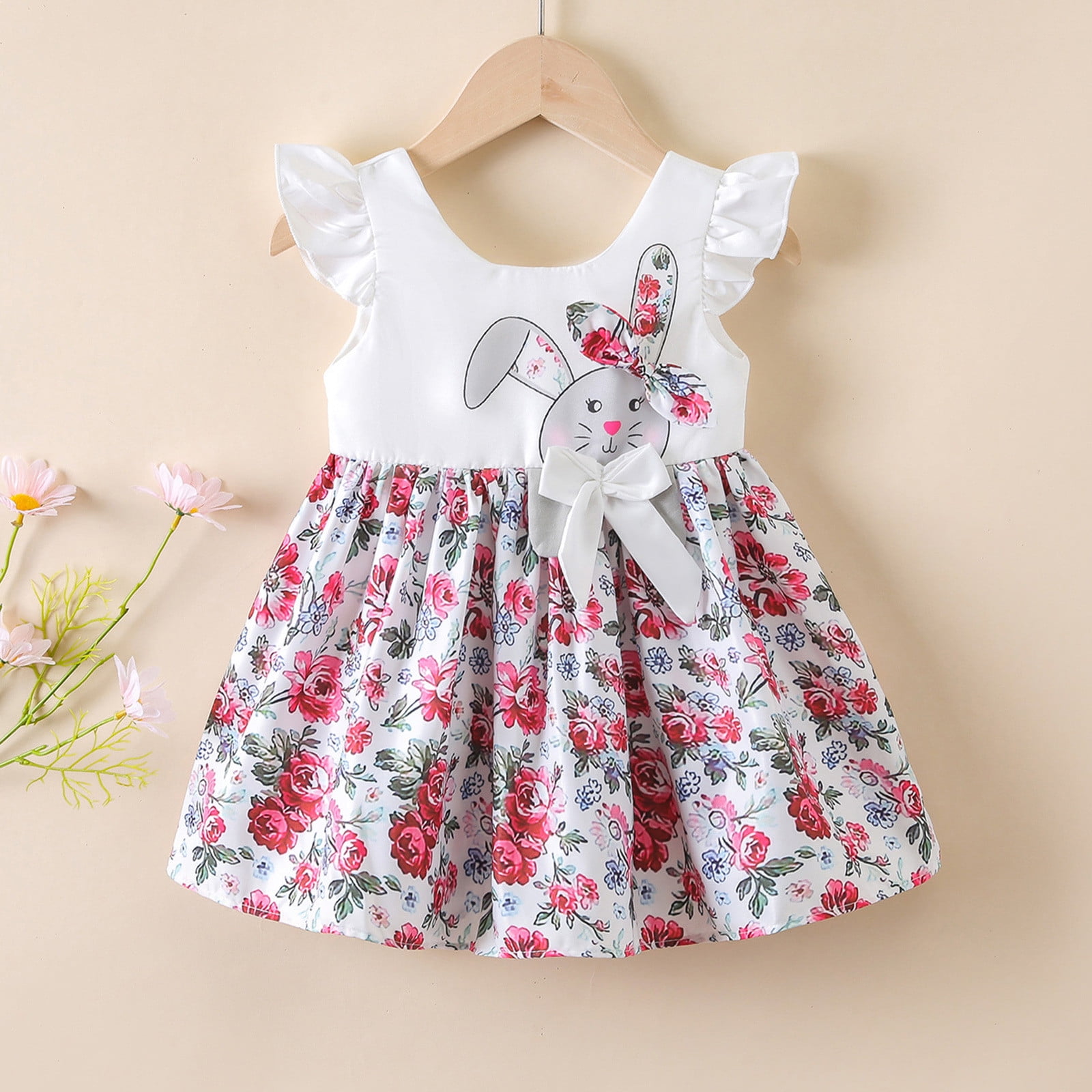 Ydojg Toddler Girl Easter Dress Size 4-5 Years Crew Neck Sleeveless ...