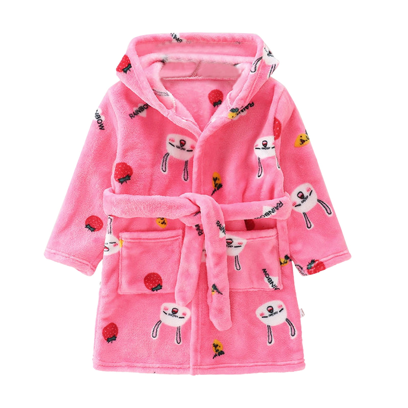 Mrzhqd Toddlers Kids Hooded Robe Boys Girls Soft Flannel Bathrobes ...
