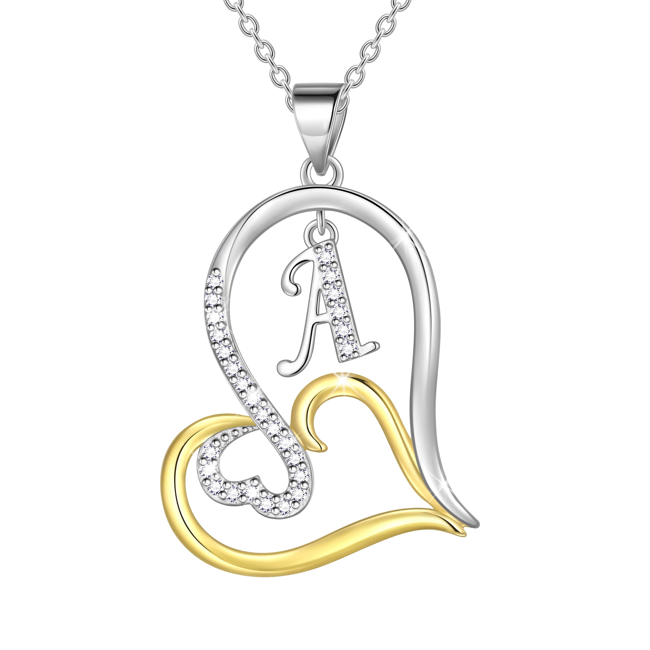 Ydou Heart Initial Necklaces for Women, 14K Gold Plated Dainty Heart ...