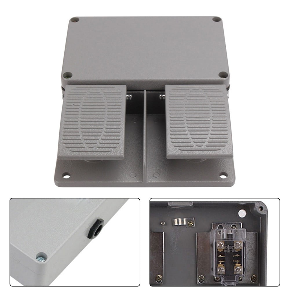 Ydt1-16 Foot Switch 10A Aluminum Alloy Case Gray Double Pedal Switch Double Pedal Foot Switch ...