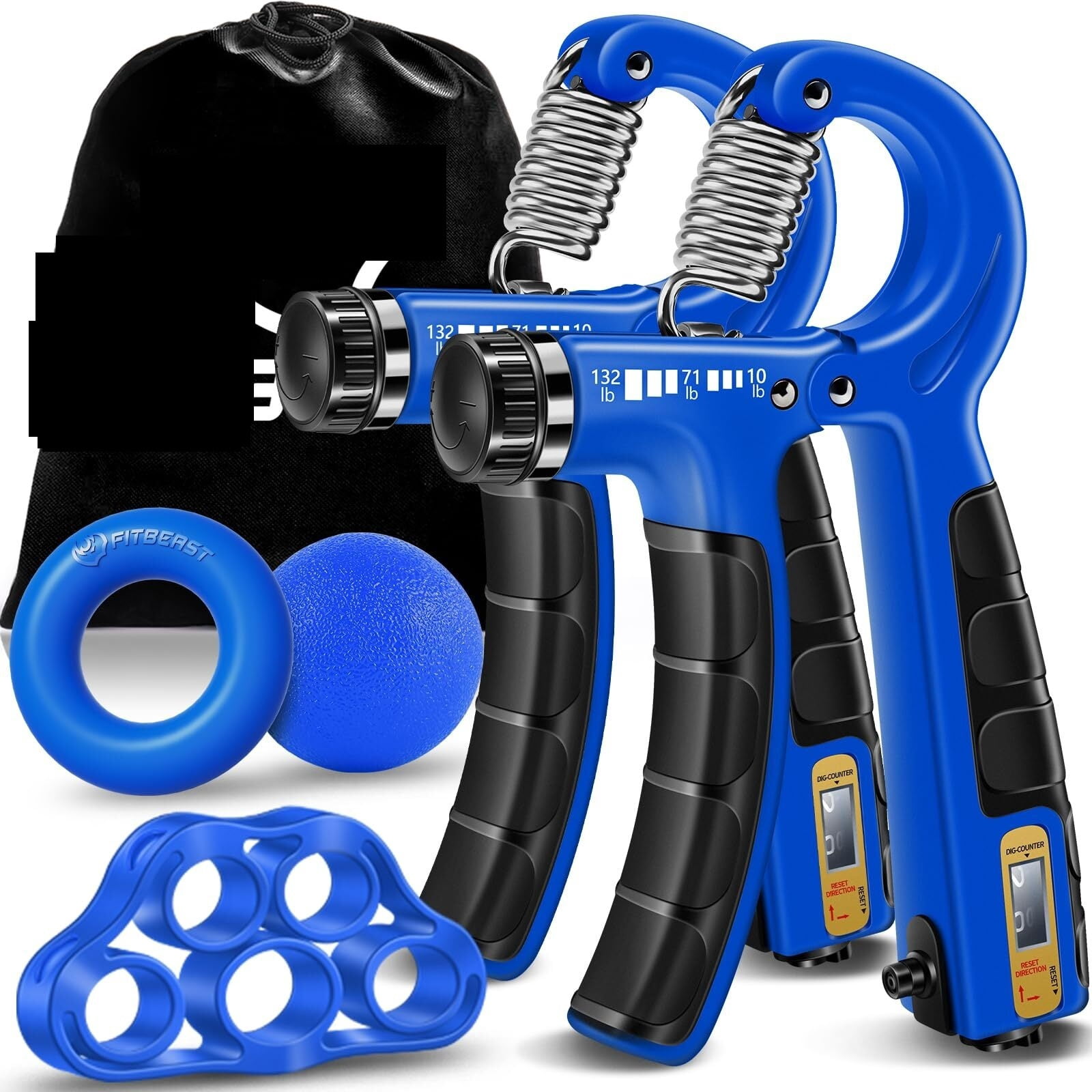 Ye Hand Grip Strengthener Workout Kit (5 Pack) - 2 Forearm Adjustable ...