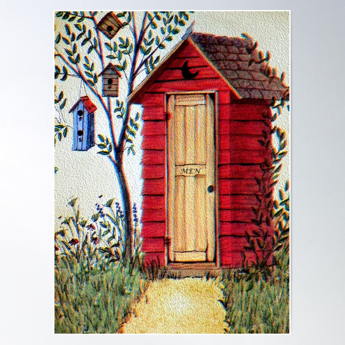Ye Old Men'S Outhouse Poster Wall Art, Modern Wall Decor For Living ...