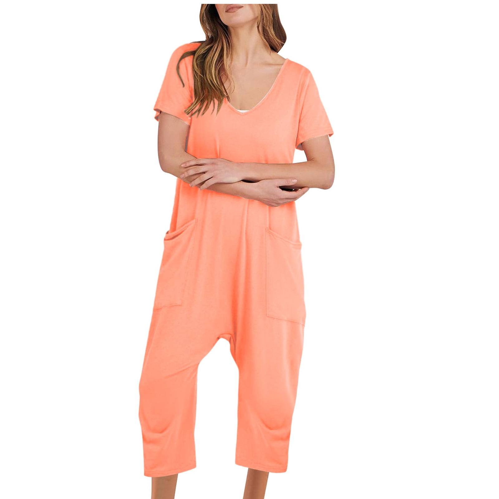 YeJammarp Summer Rompers Jumpsuits Womens One Piece Short Sleeve V Neck ...