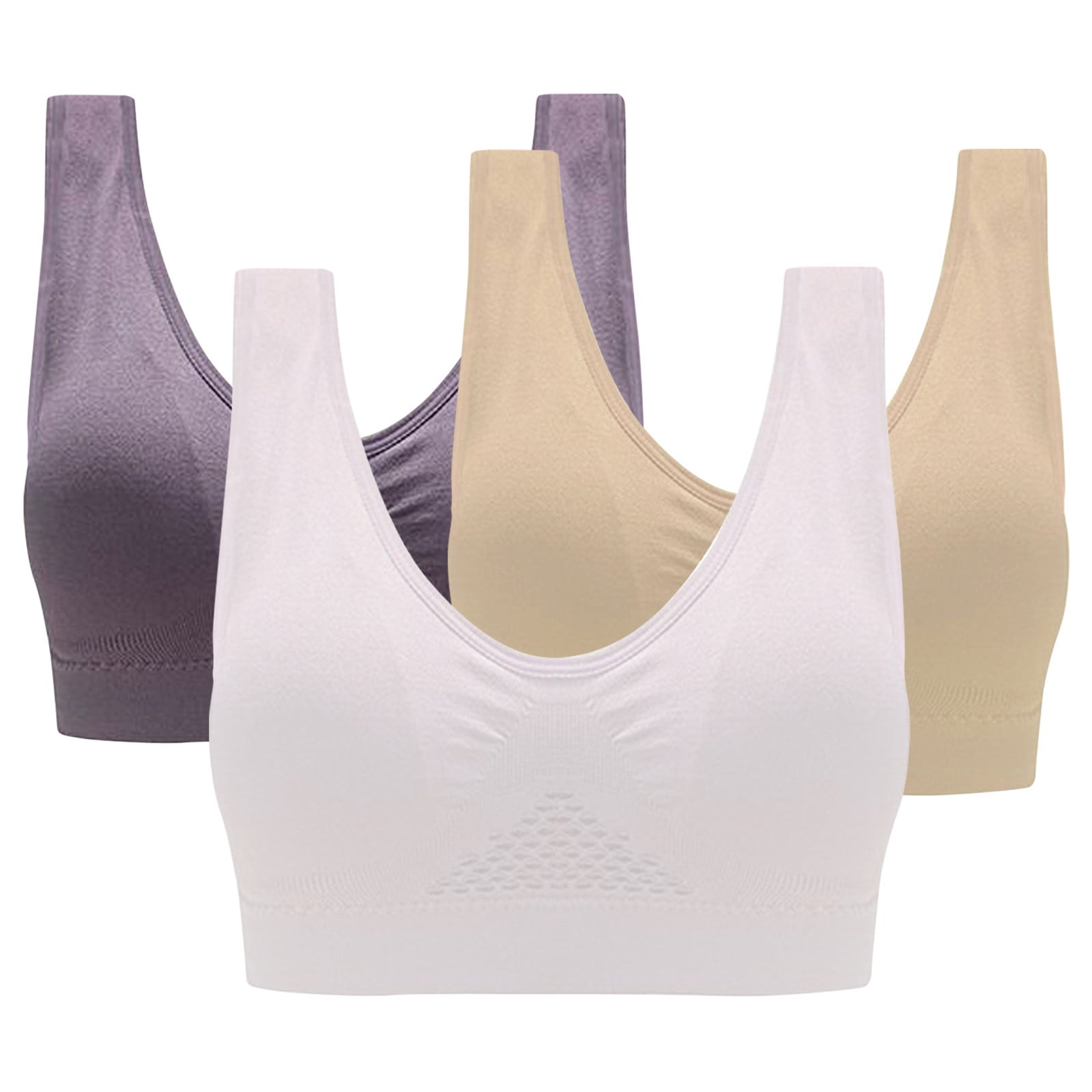 YeJammarp Women's Wireless Sports Bra Pack pf 3, No Underwire Round ...