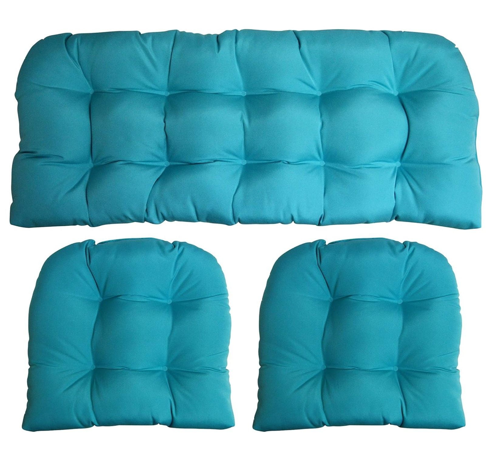 YeSayH Indoor Outdoor 3 PieceTufted Wicker Cushion Set - Made with ...