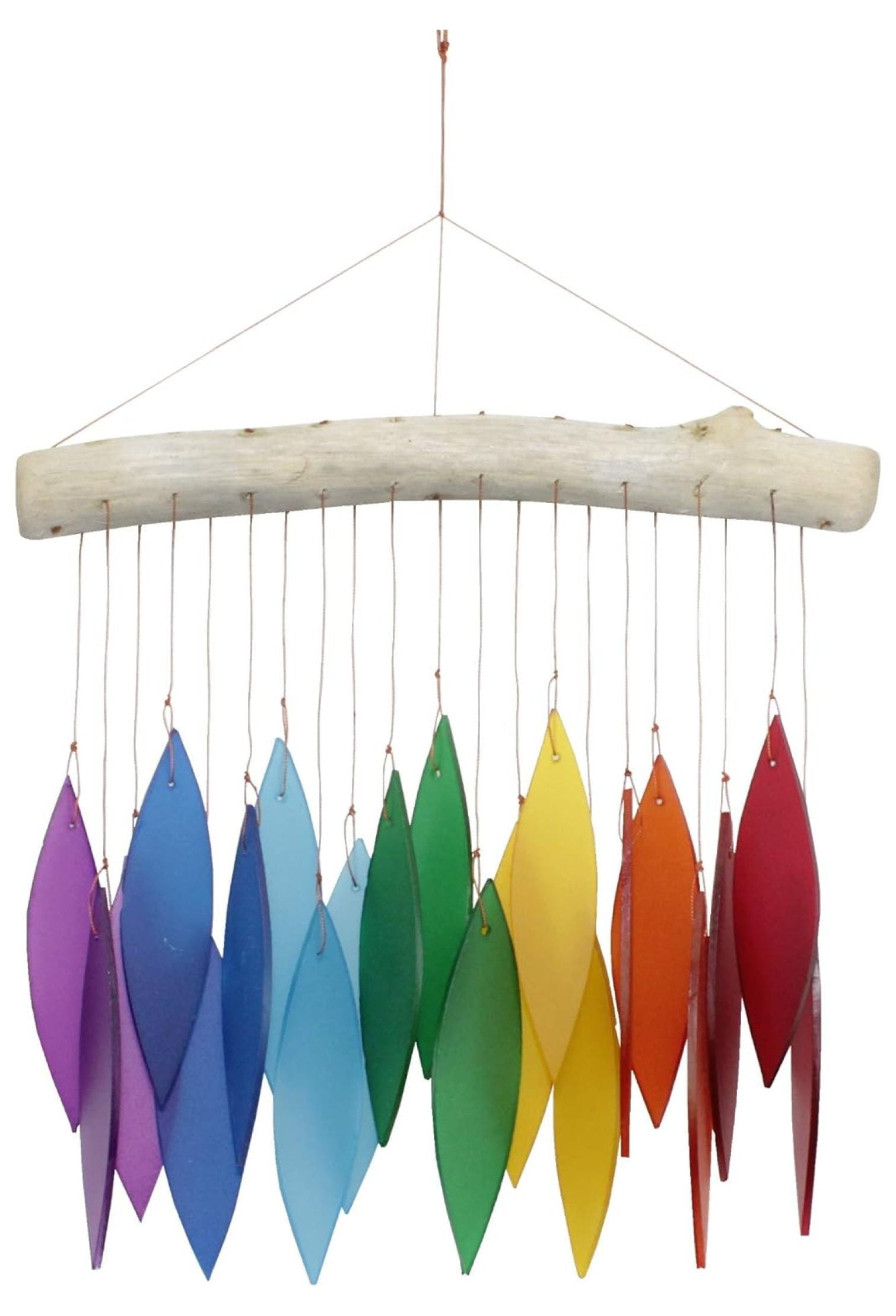 YeSayH Tumbled Glass Wind Chime - Rainbow Leaf Design - Recycled Glass ...