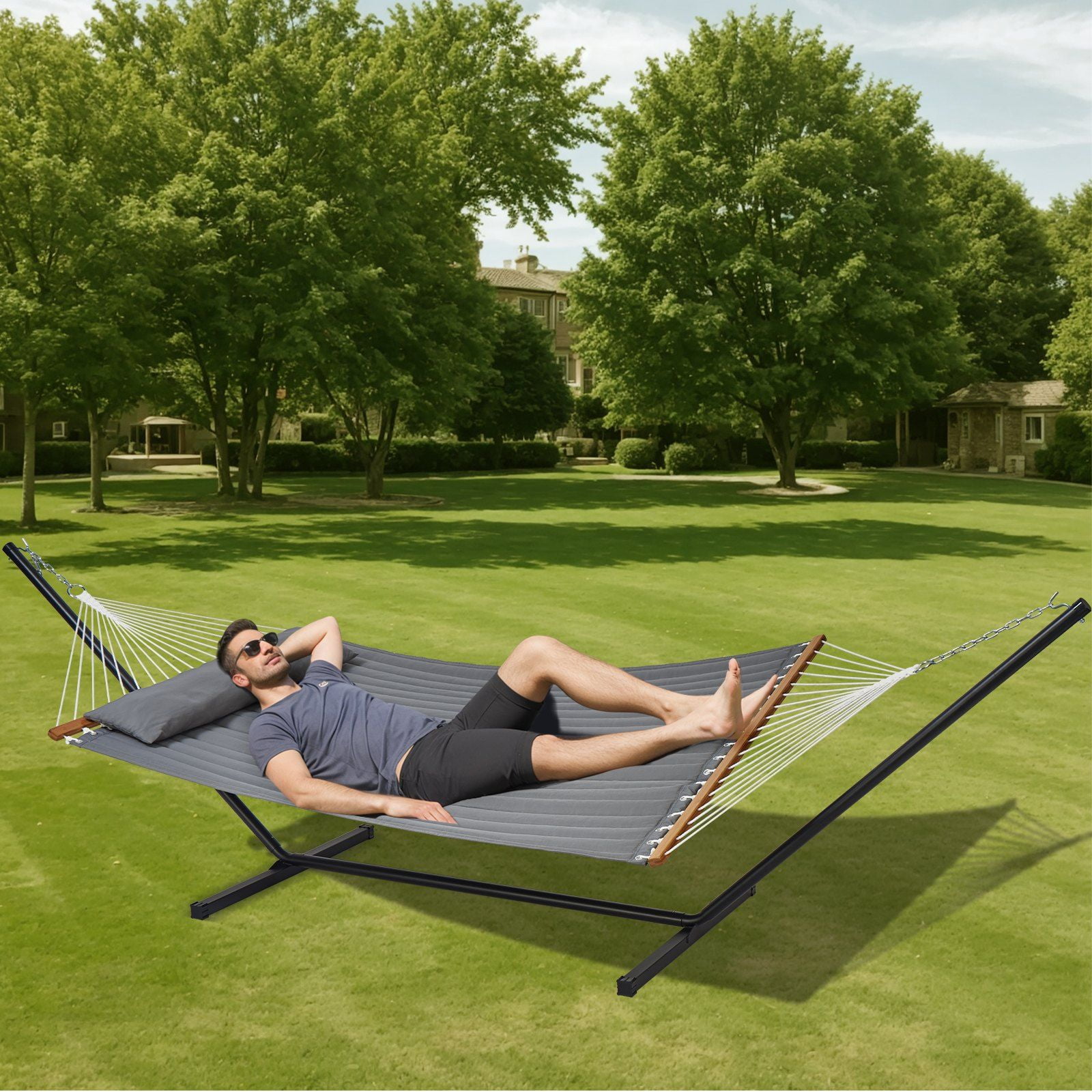 YeTwo Person Hammock with Stand Included Heavy Duty 480lb Capacity ...