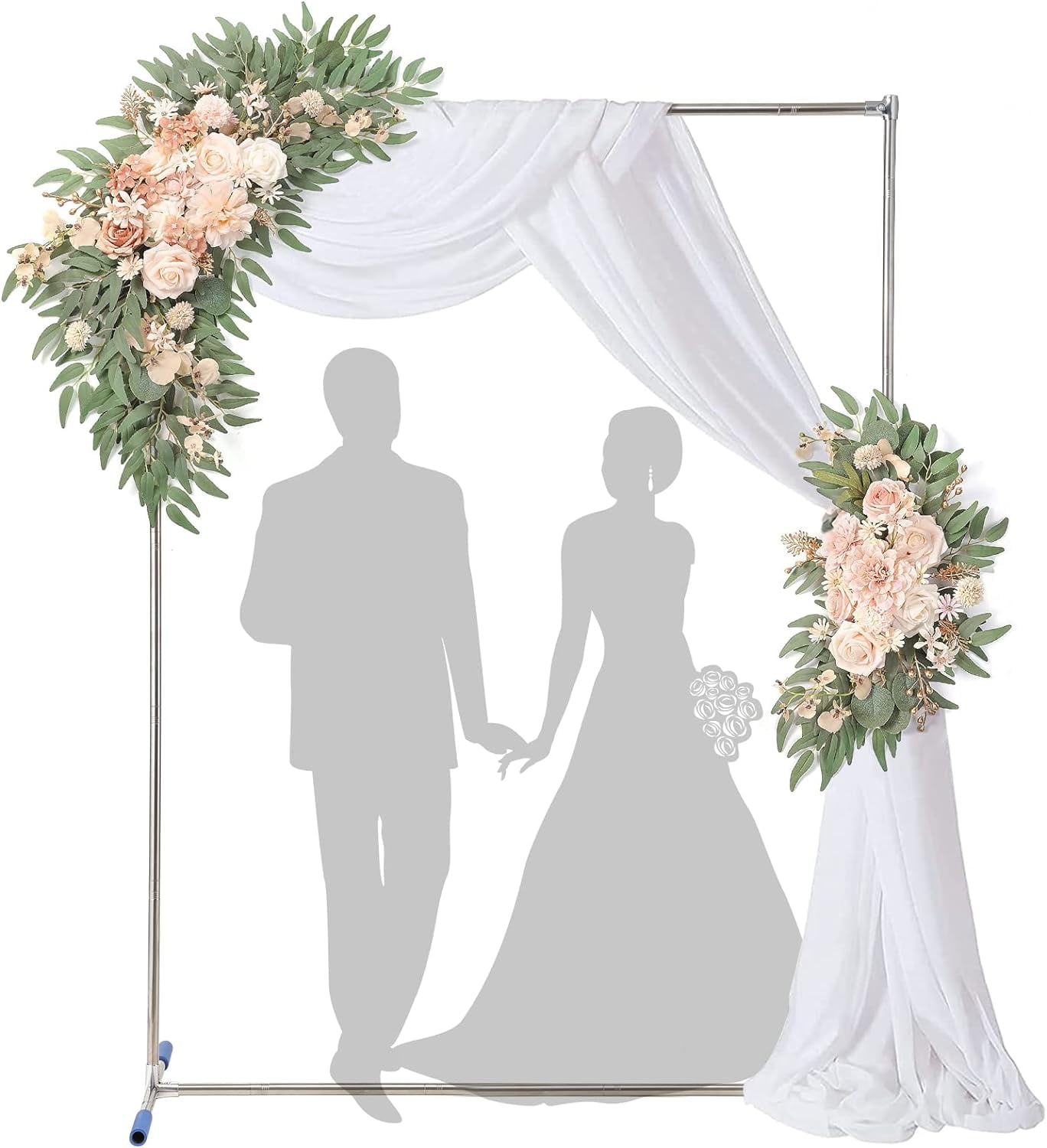 YeYeBest 7x5FT Silver Stainless Steel Wedding Arch with Support Feet ...