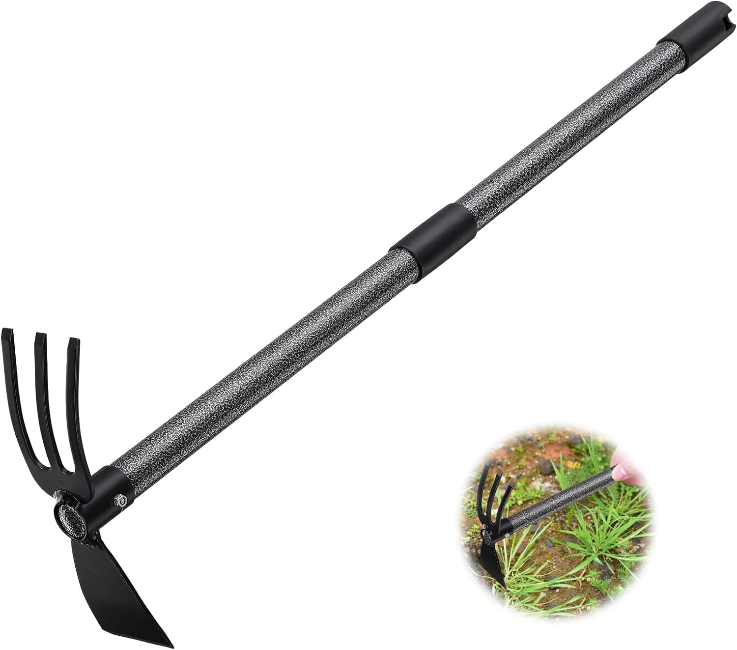 "YeYeBest Handheld Garden Hoe and Tiller, 45"" Adjustable Handle, Heavy ...