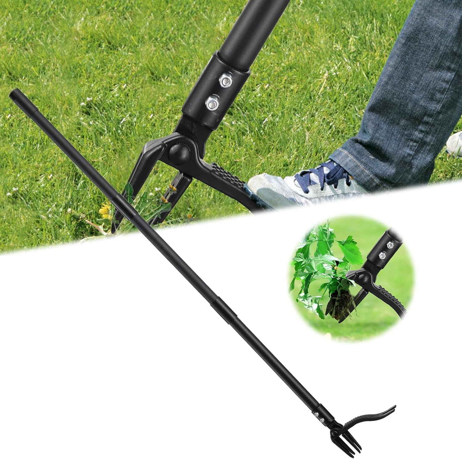 YeYeBest Weed Puller Tool Stand Up Heavy Duty, 63" Long Handle Stand Up ...