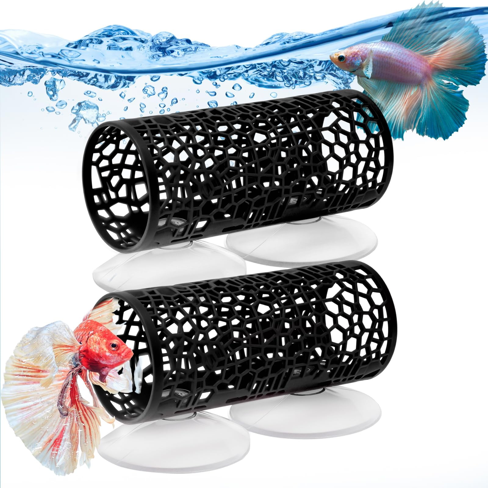 YeYu 2 Pack Betta Tunnel, Betta Fish Toys with Suction Cups, Betta Fish ...