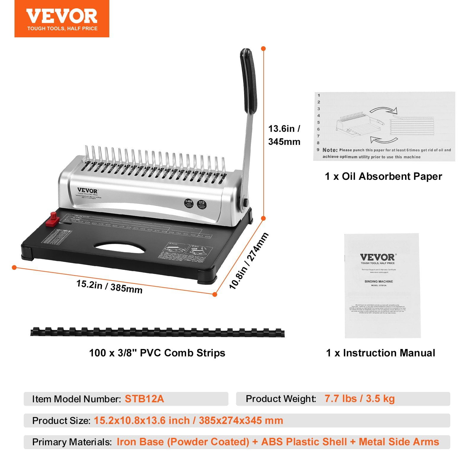 YeYu Binding Machine, Comb Binding Machine 21-Holes Binding 450 Sheets ...