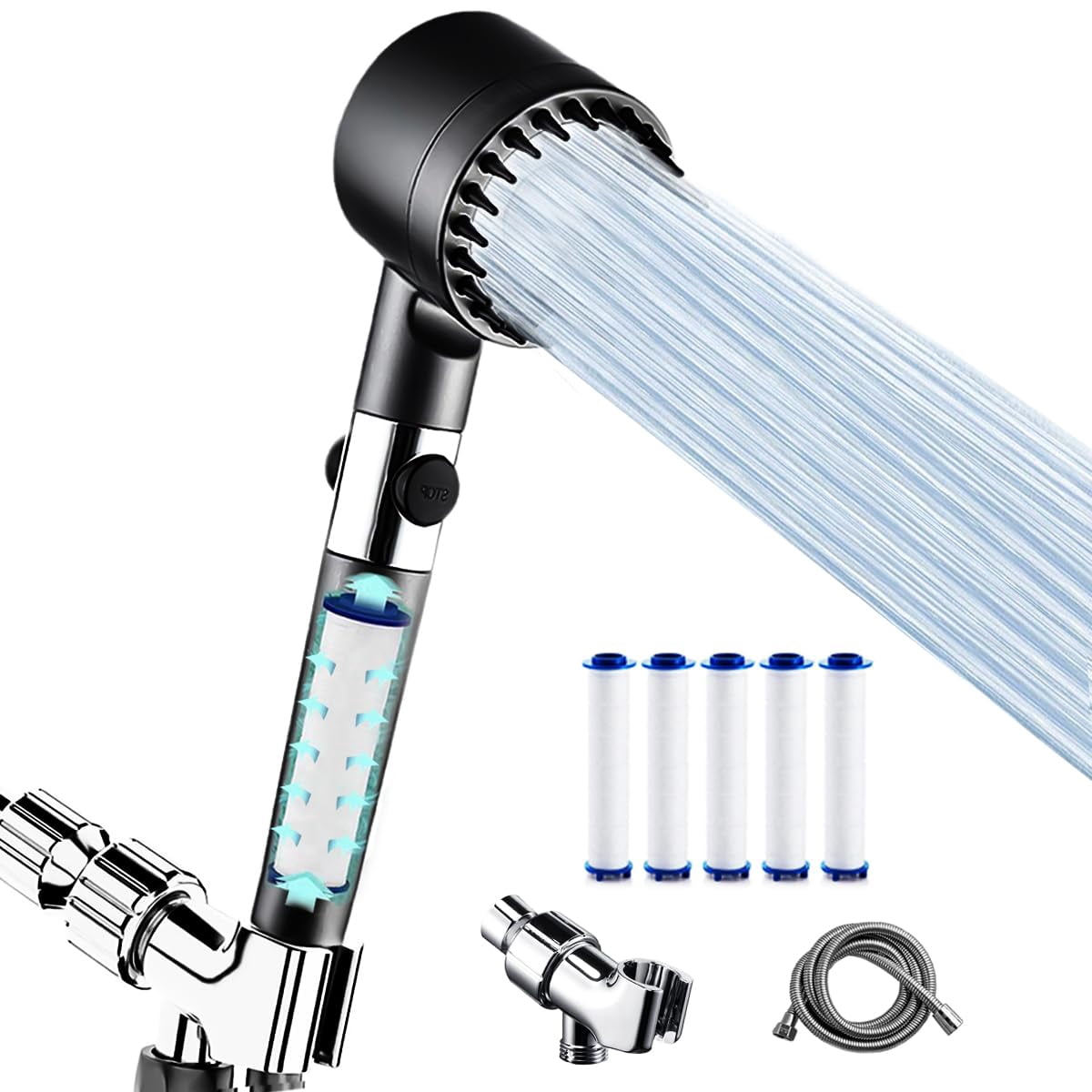 YeYu Shower Head, Filtered Shower Head with Handheld, 4 Spray Modes ...