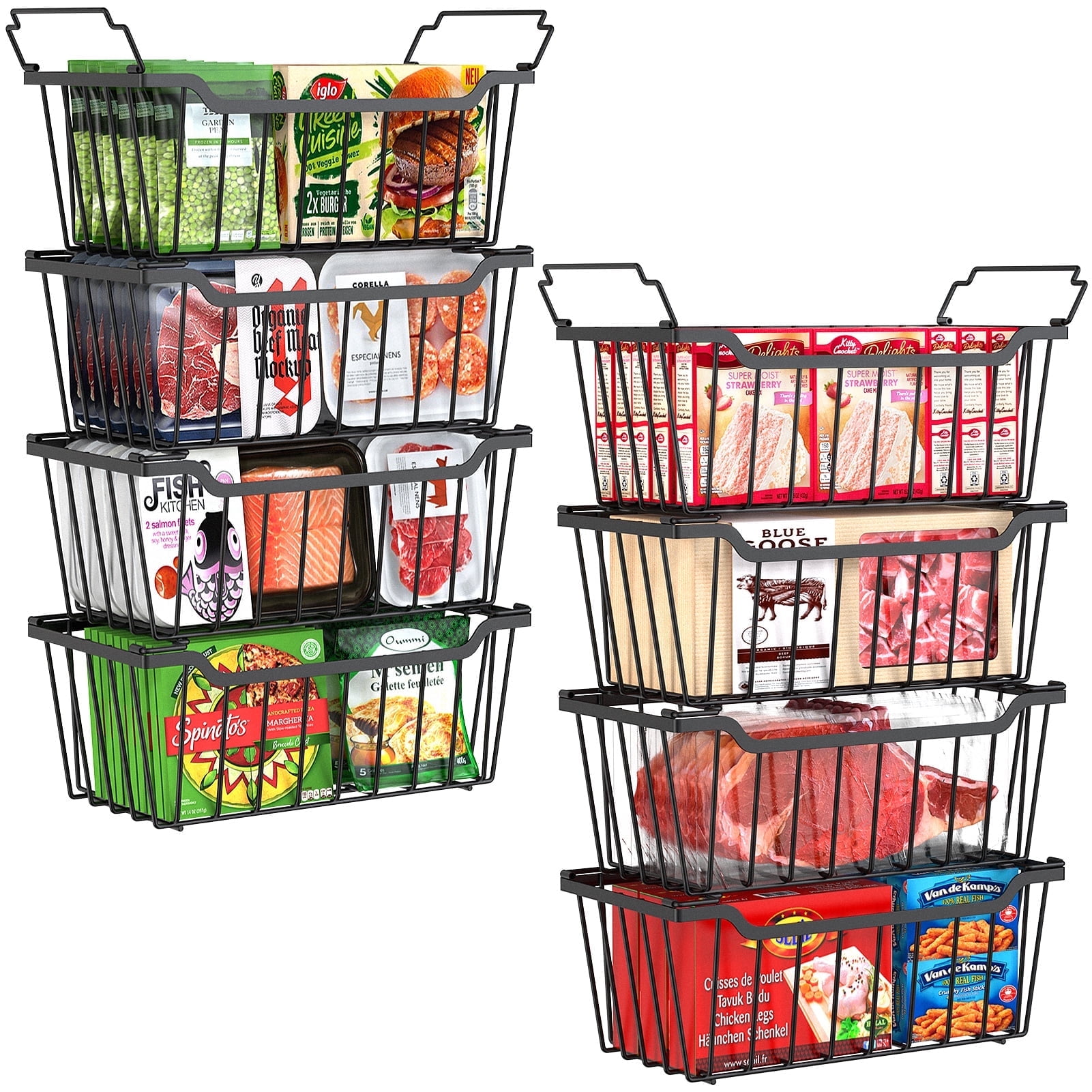Yeabett 8 Pack Freezer Organizer Bins Stackable Chest Freezer Organizer ...