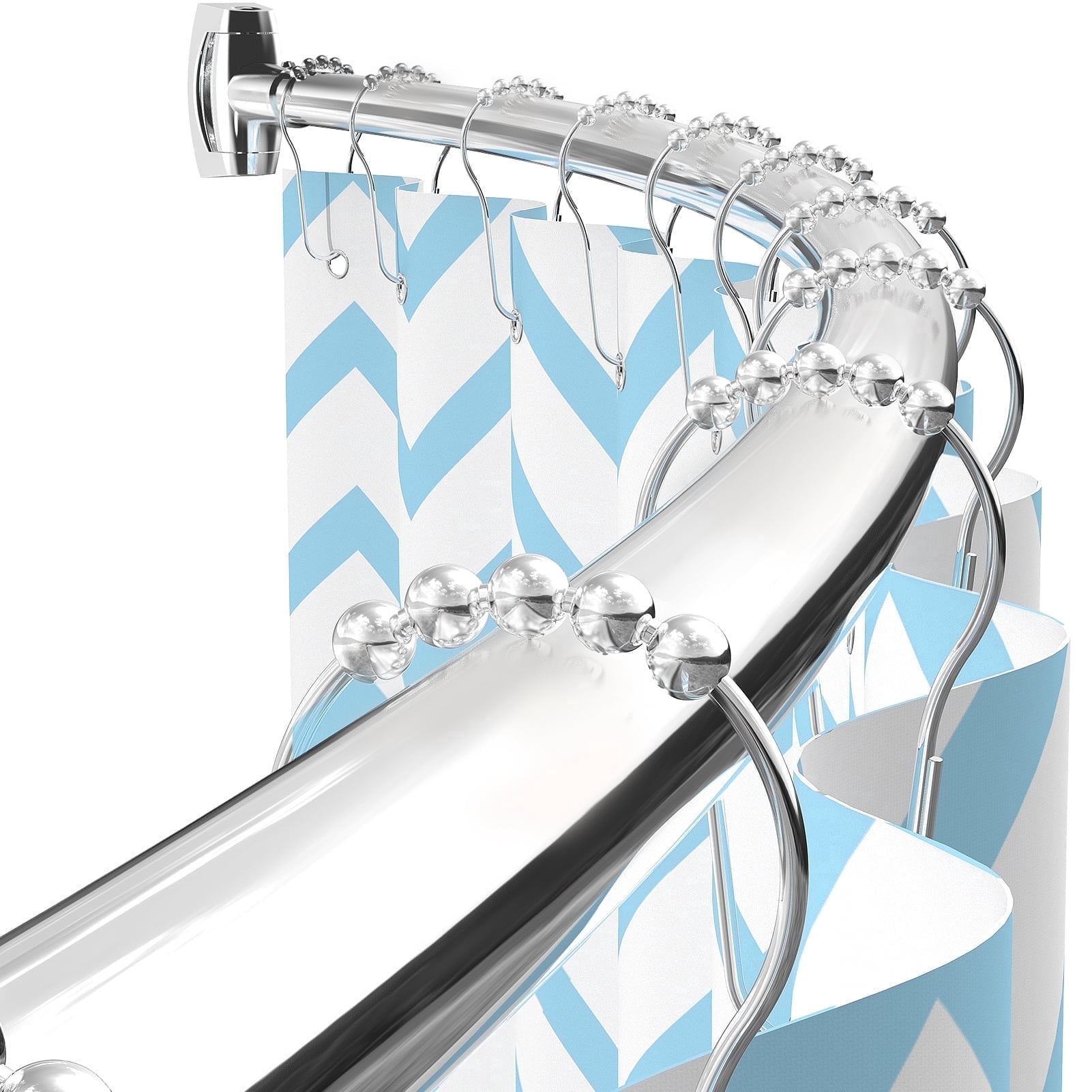 Yeabett Curved Shower Curtain Rod 43-72 Inches Adjustable, Shower Rods ...