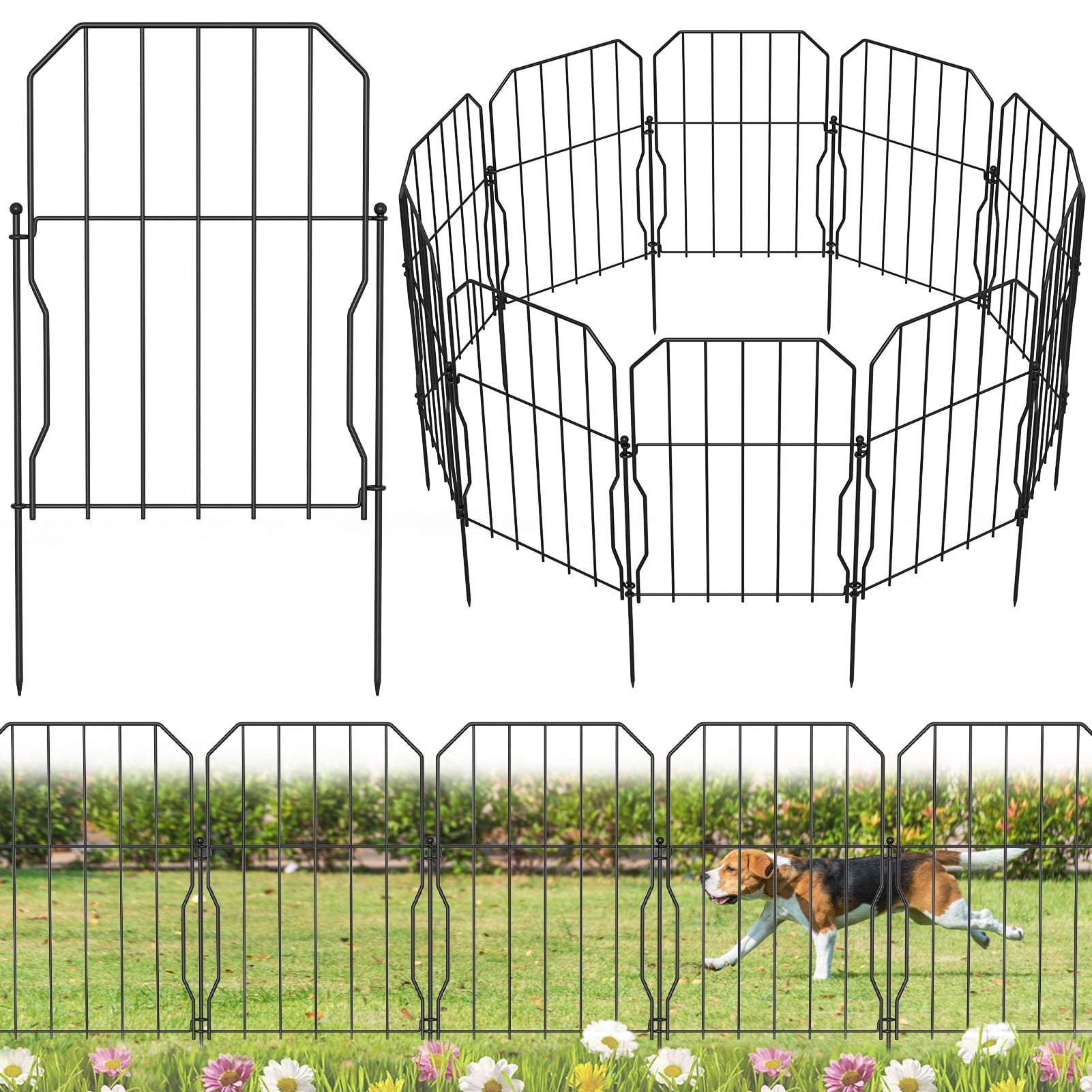 Yeabett Garden Fence,10 Pcs Rustproof Metal Fence Panels,Garden Fencing ...