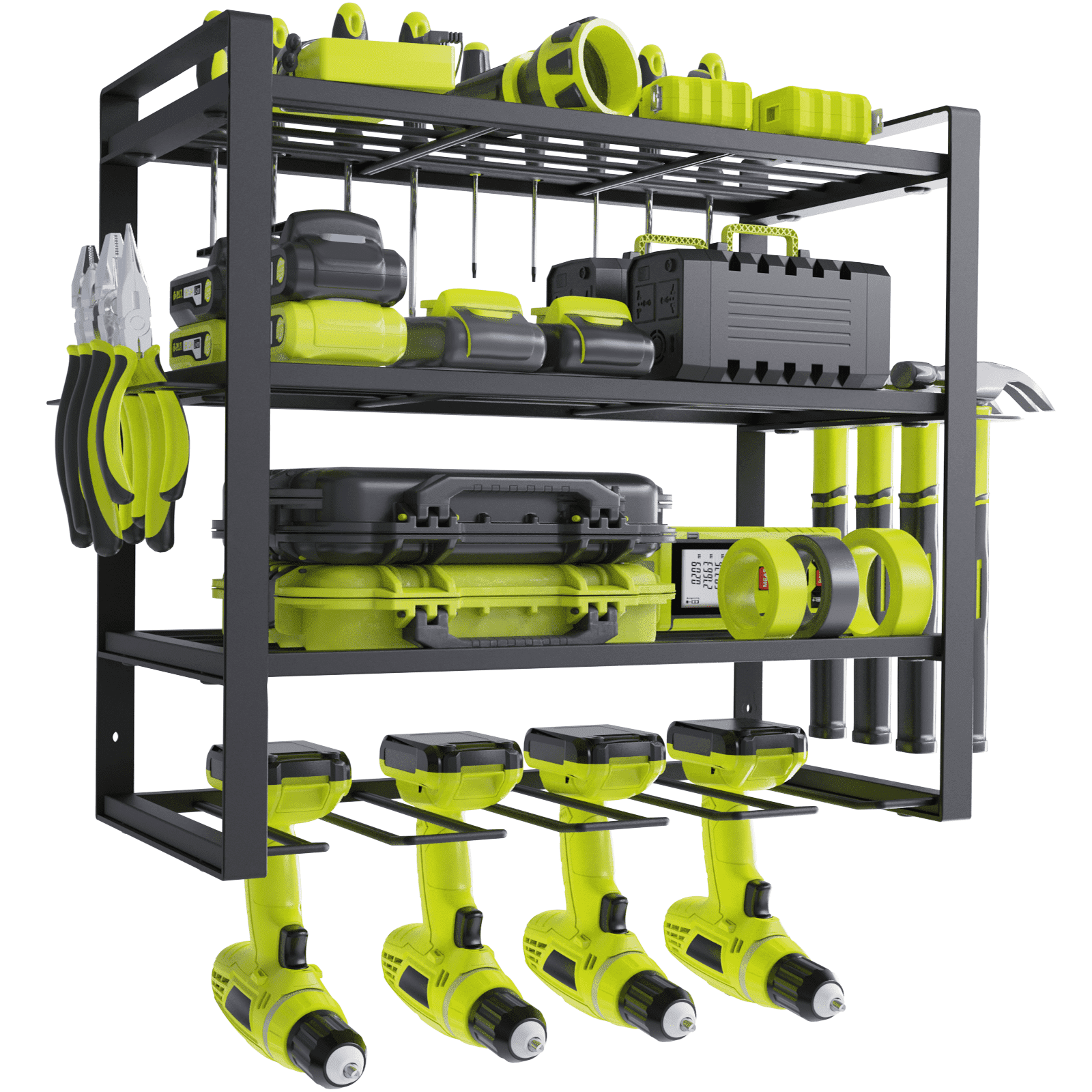 Yeabett Power Tool Organizer, 4-Tier Metal Tool Shelf, Wall Mounted ...