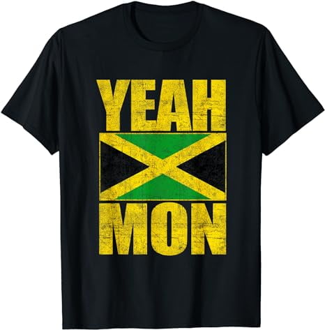 Yeah Mon Retro Jamaica Jamaican Men Womens Vacation Souvenir T-Shirt ...