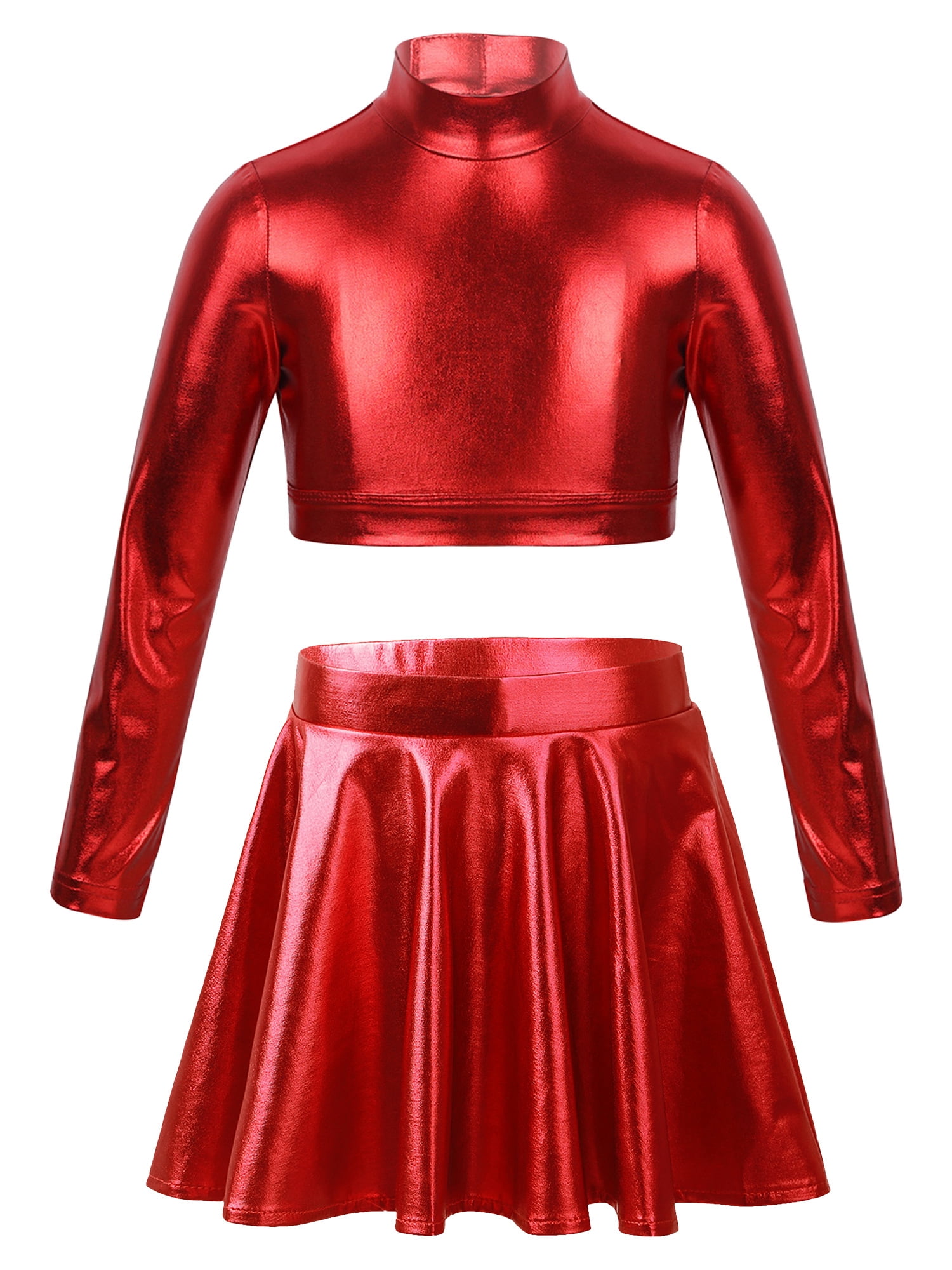 Yeahdor Girls Modern Jazz Dance Outfit Ballroom Costume Metallic Long ...