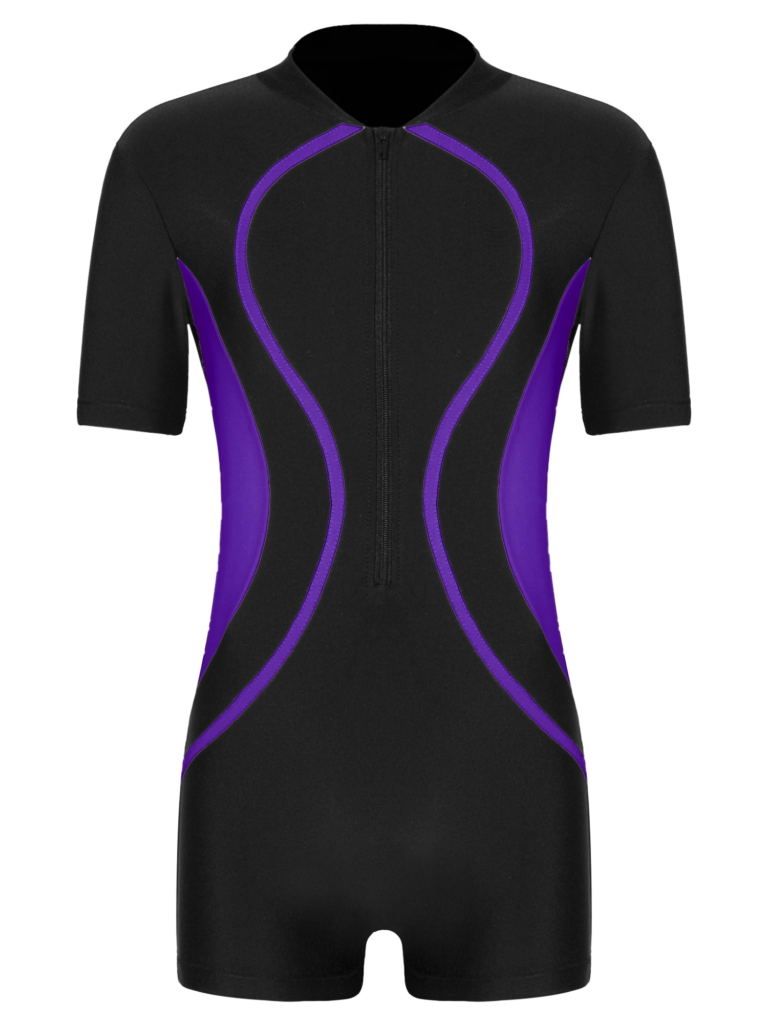 Yeahdor Girls One Piece Swimsuit Short Sleeve Rash Guard Swimwear ...