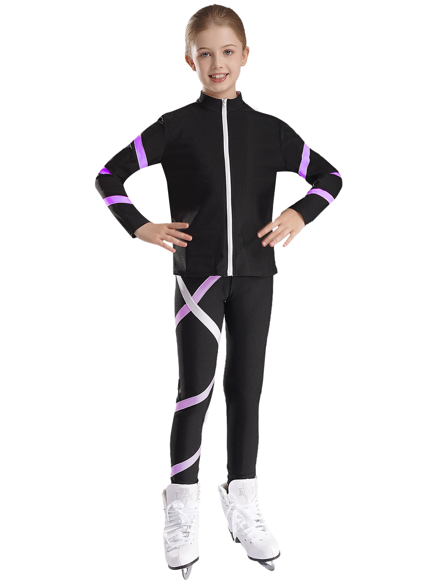 Yeahdor Girls Youth 2Pcs Activewear Gym Workout Outfit Long Sleeve Coat ...