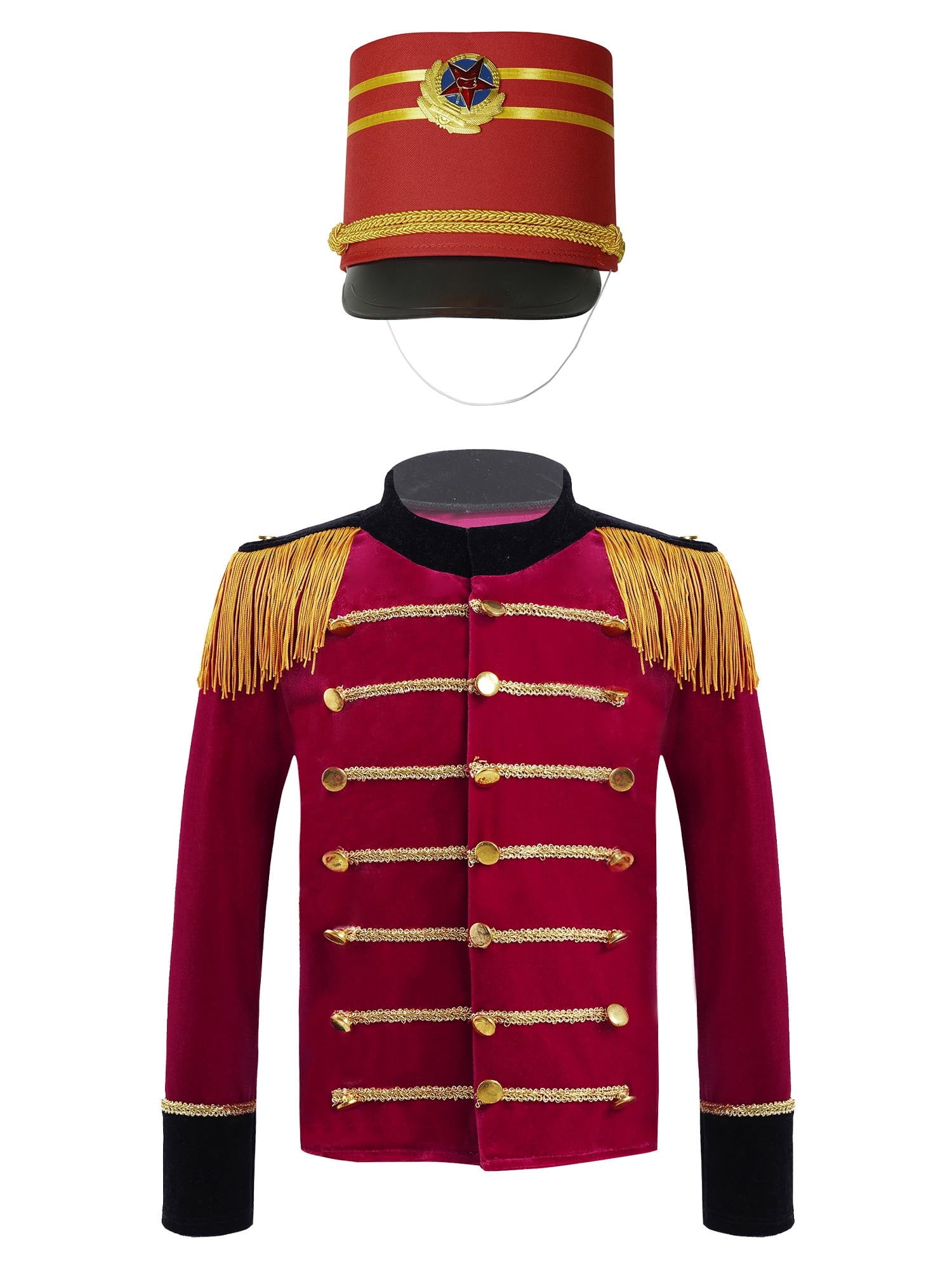 Yeahdor Kids Boys Marching Band Tassels Jacket Coat with Hat Drum Major ...