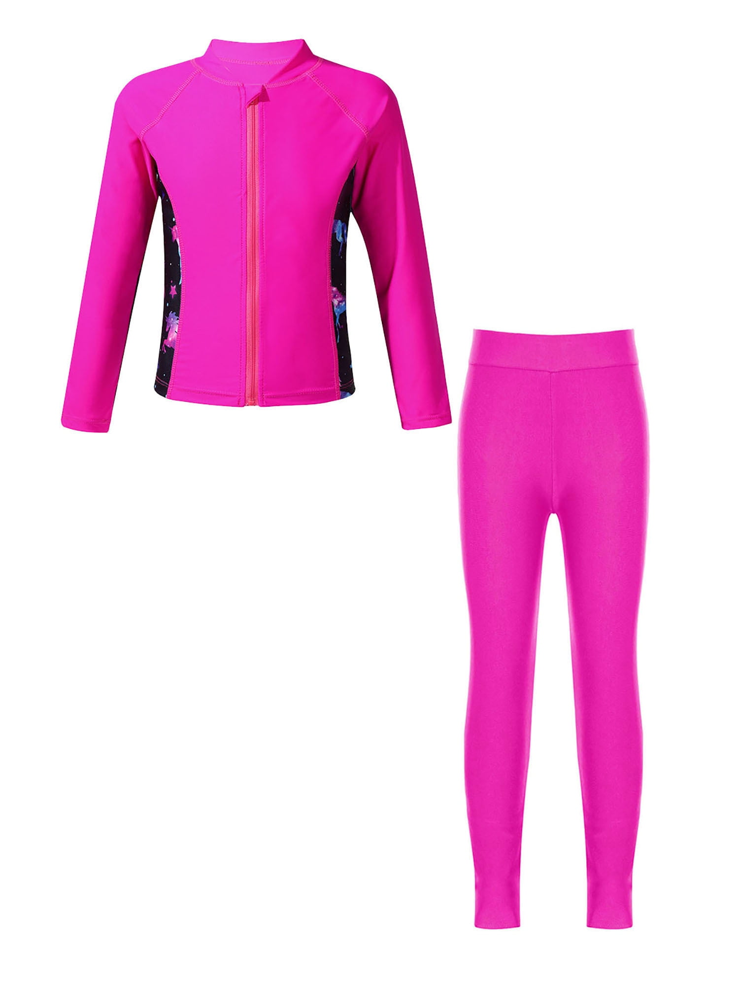 Yeahdor Kids Girls 2 Piece Rash Guard Swimsuit UPF 50+ Long Sleeve Swim ...