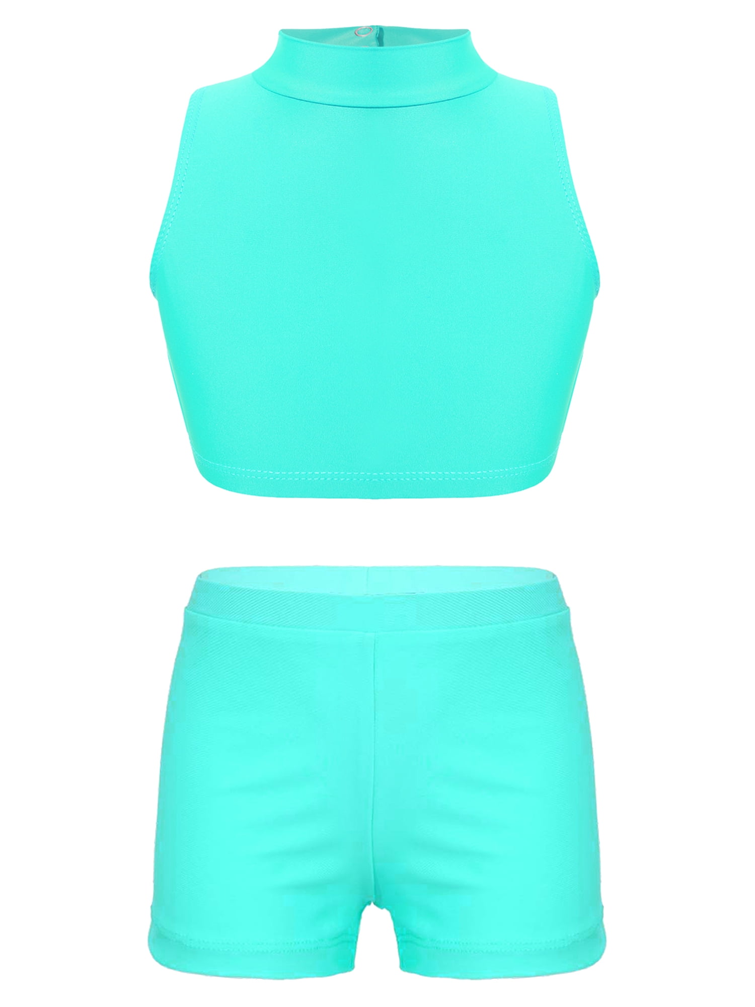 Yeahdor Kids Girls 2 Piece Tracksuit Gymnastics Outfit Cross Back Crop ...