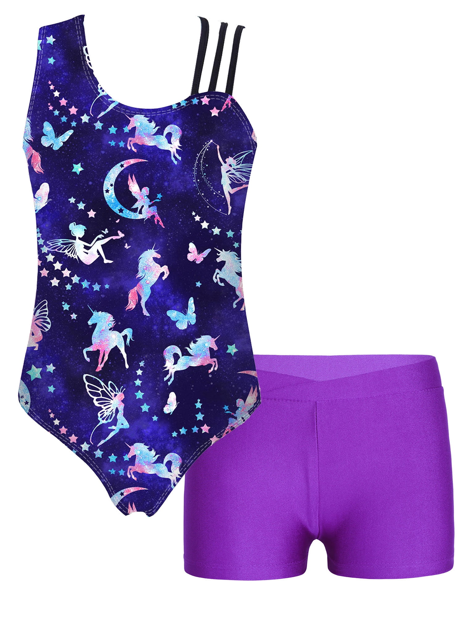 Yeahdor Kids Girls Asymmetric Shoulder Straps Leotard Unitard with ...