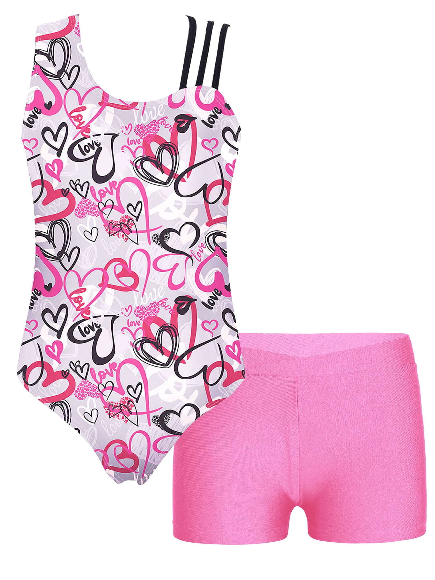 Yeahdor Kids Girls Asymmetric Shoulder Straps Leotard Unitard with ...