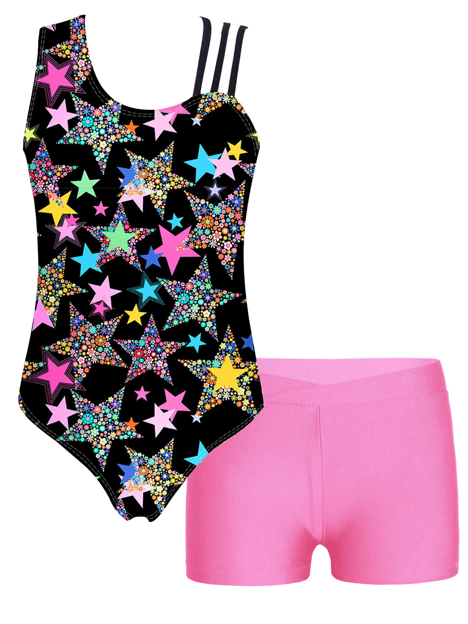 Yeahdor Kids Girls Asymmetric Shoulder Straps Leotard Unitard with ...