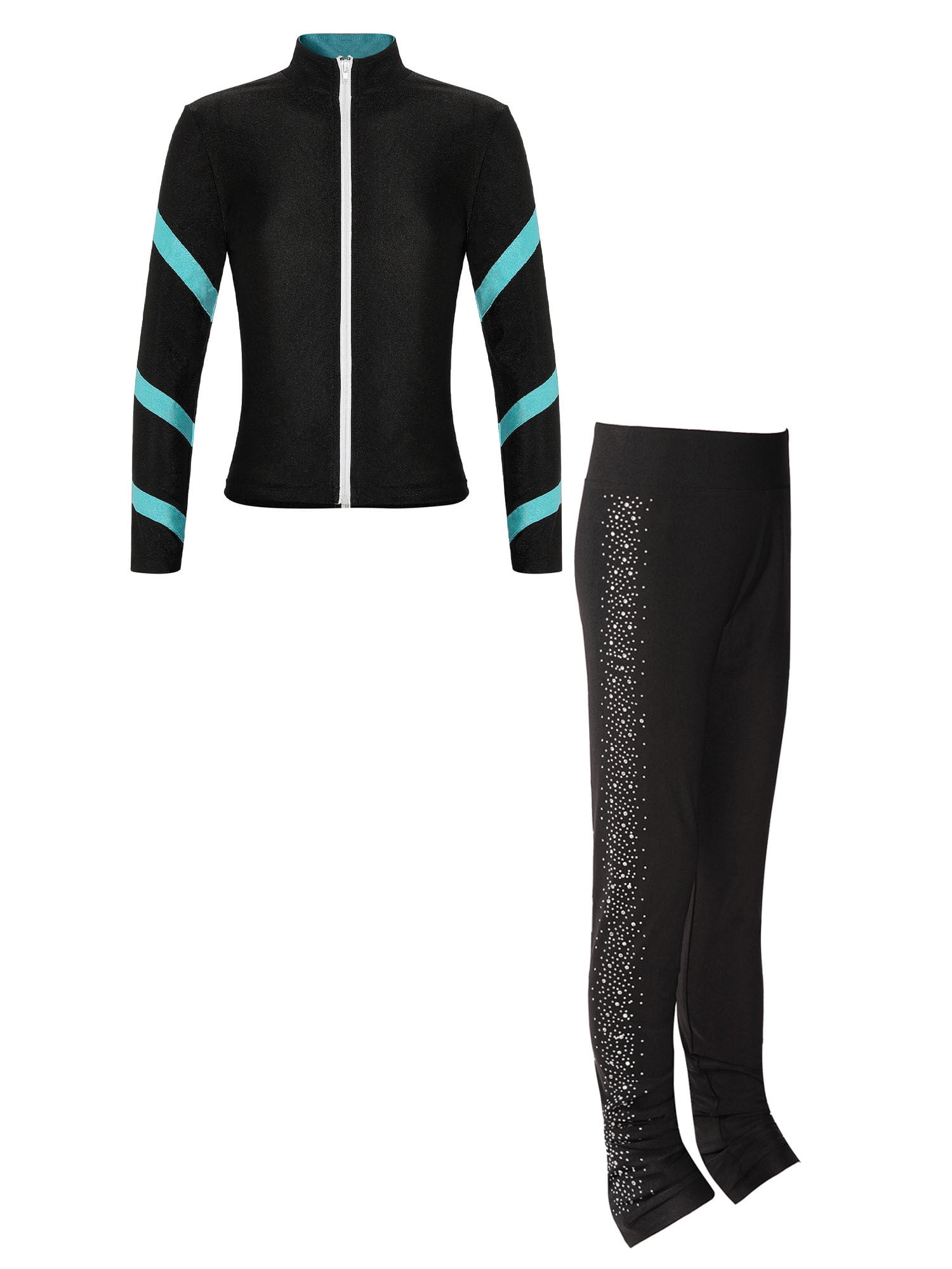 Yeahdor Kids Girls Athletic Sports Outfit Sparkling Jacket with Pants ...