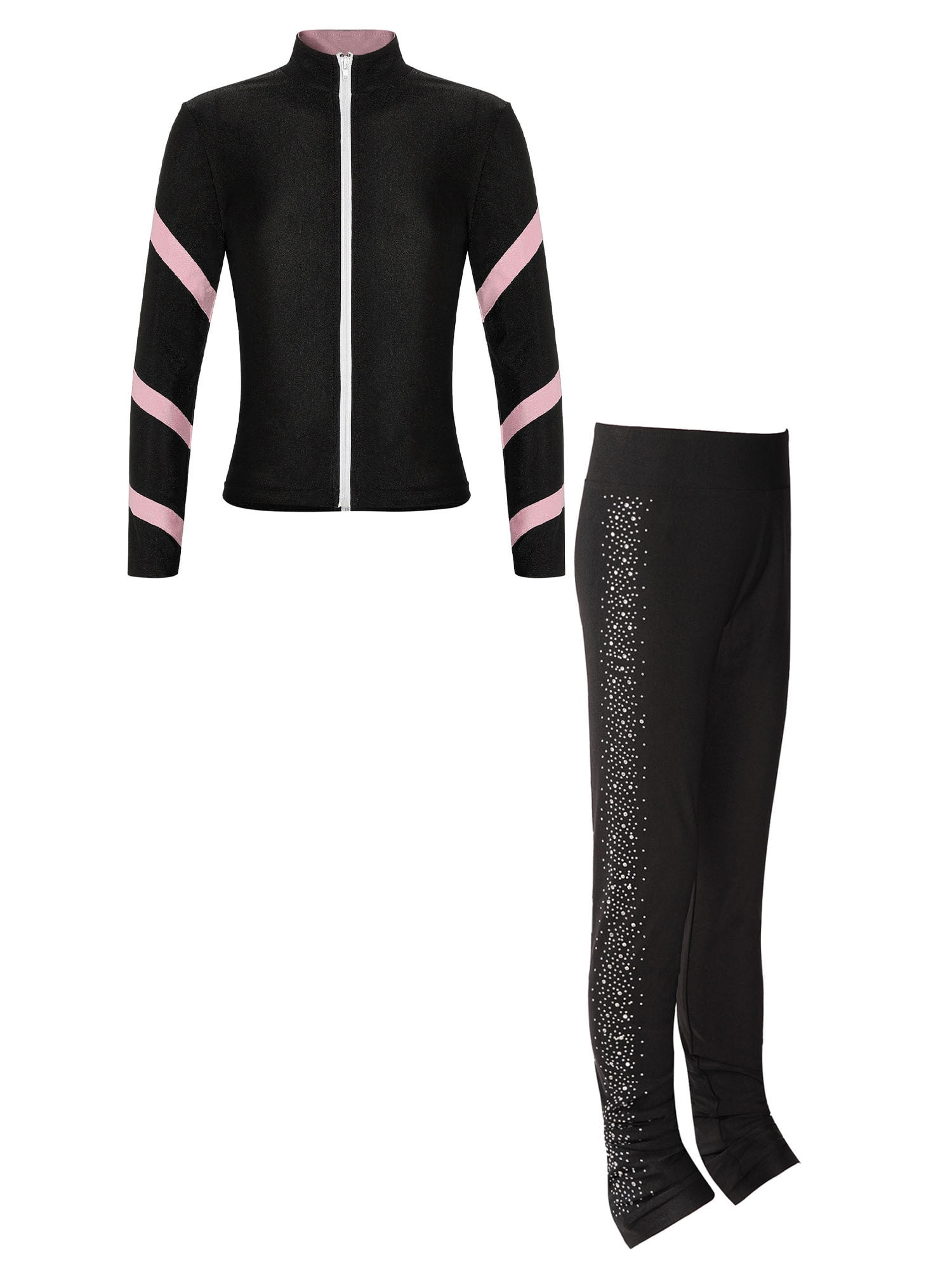 Yeahdor Kids Girls Athletic Sports Outfit Sparkling Jacket with Pants ...