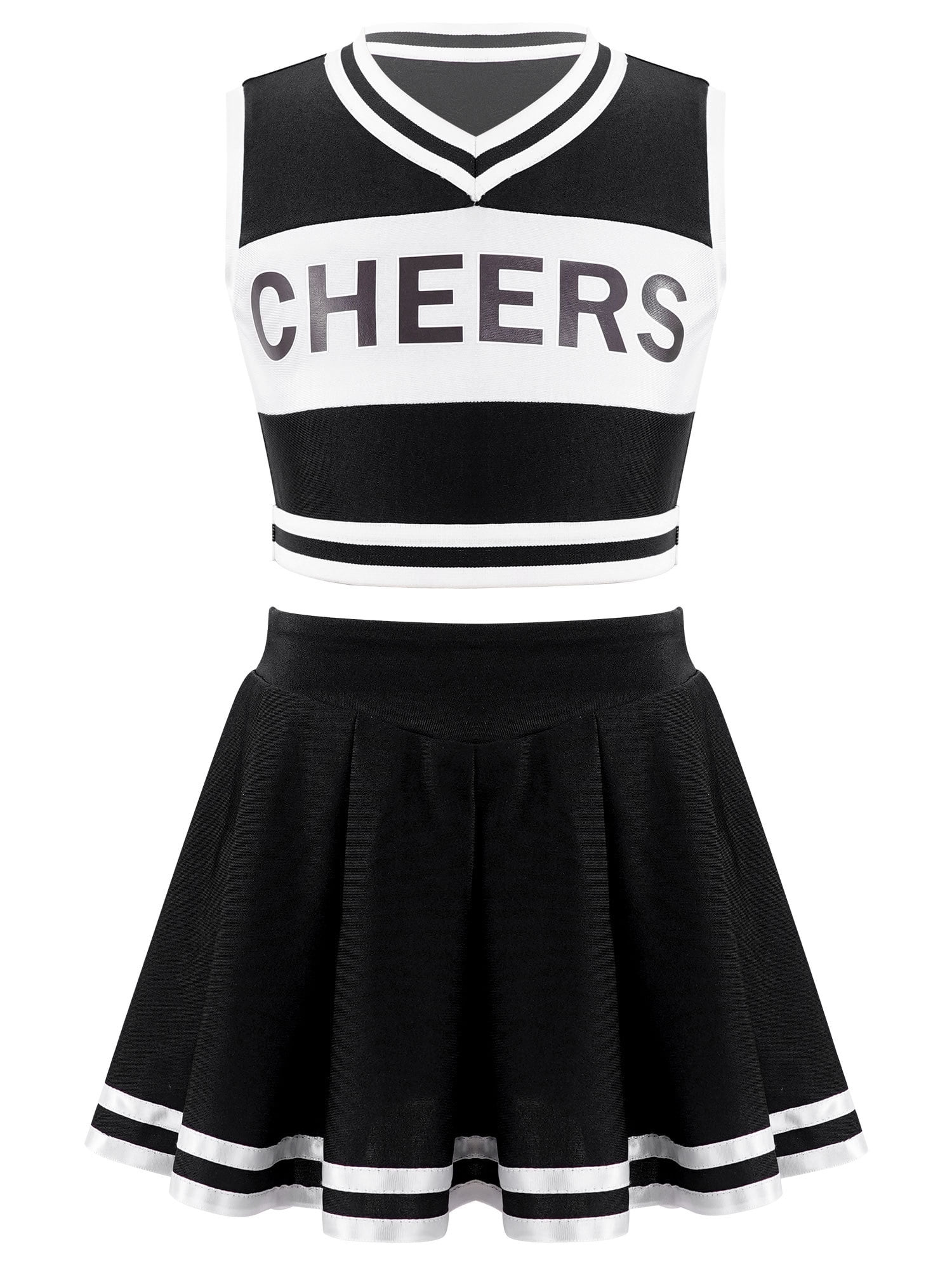 Yeahdor Kids Girls Cheers Printed Crop Top with Pleated Skirt Set for ...