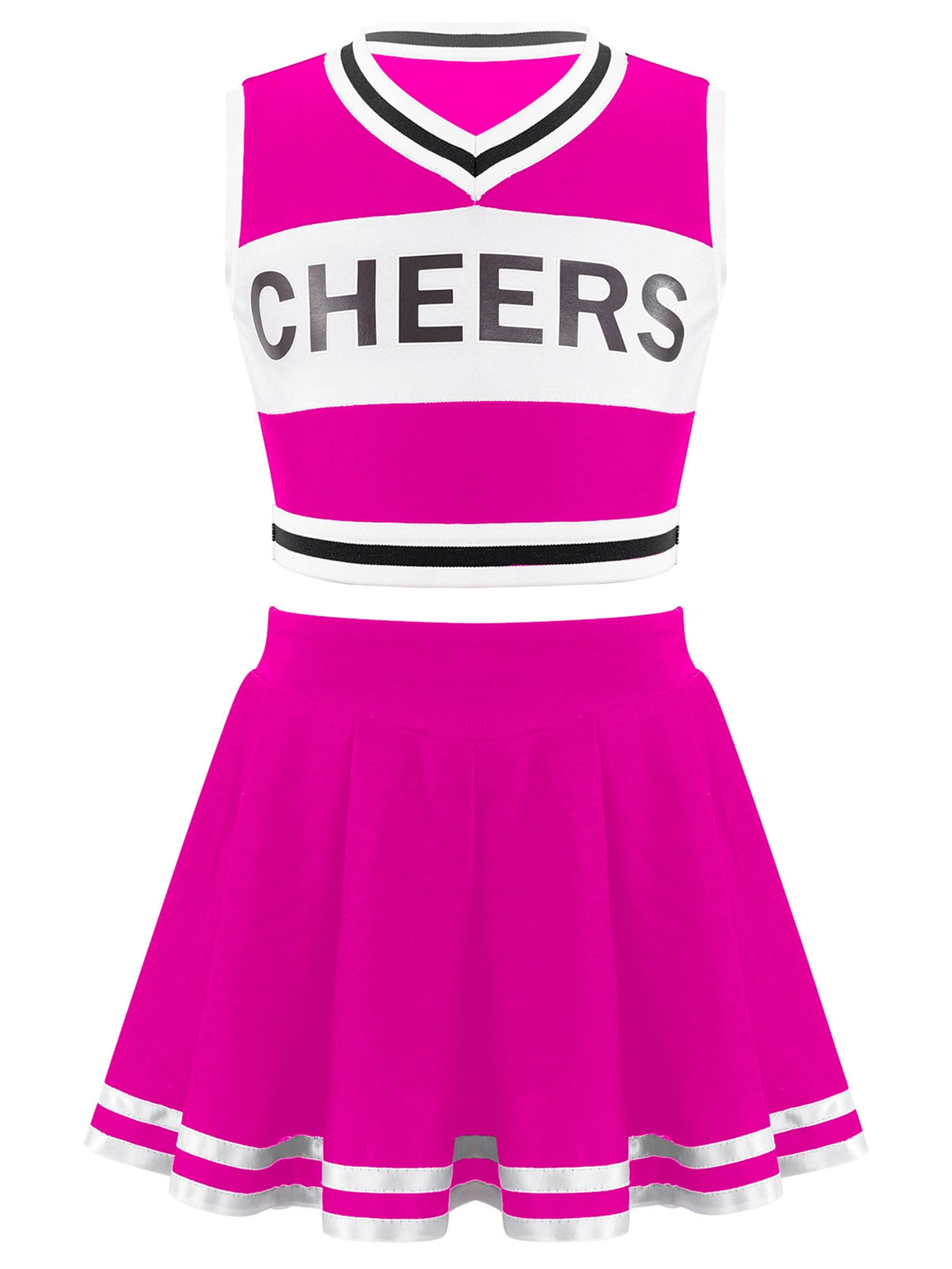 Yeahdor Kids Girls Cheers Printed Crop Top with Pleated Skirt Set for ...